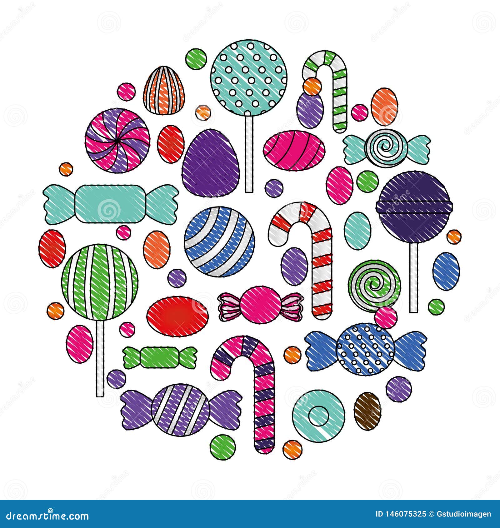 Sweet Candy Round Pattern Confectionery Stock Illustration ...