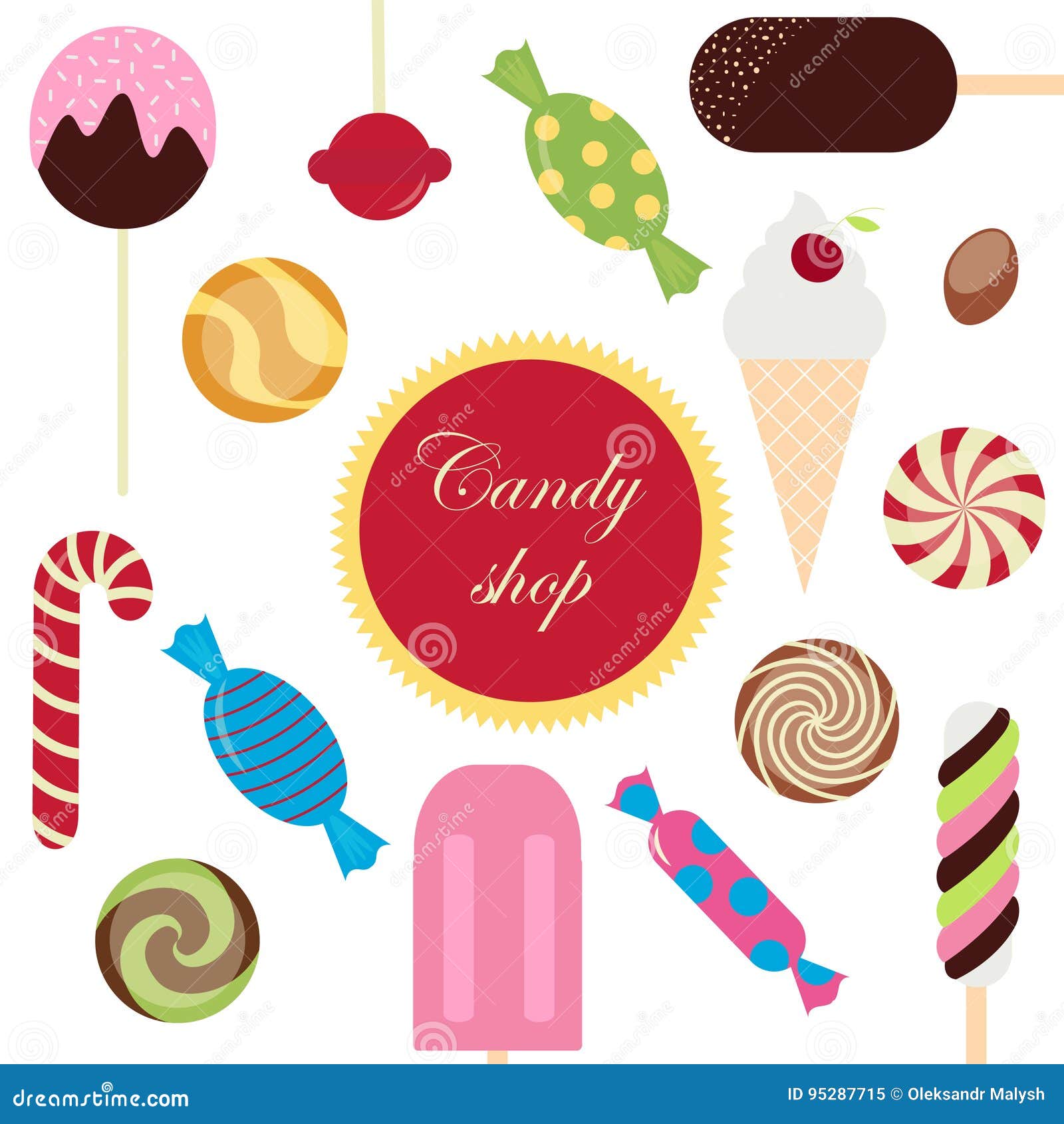 Sweet candy shop stock vector. Illustration of collection - 95287715