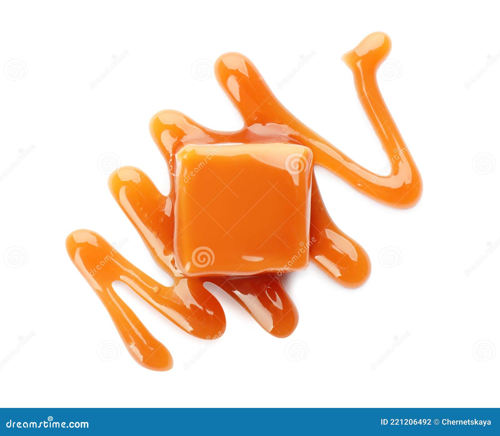 Sweet Caramel Candy with Topping Isolated on White, Top View Stock ...