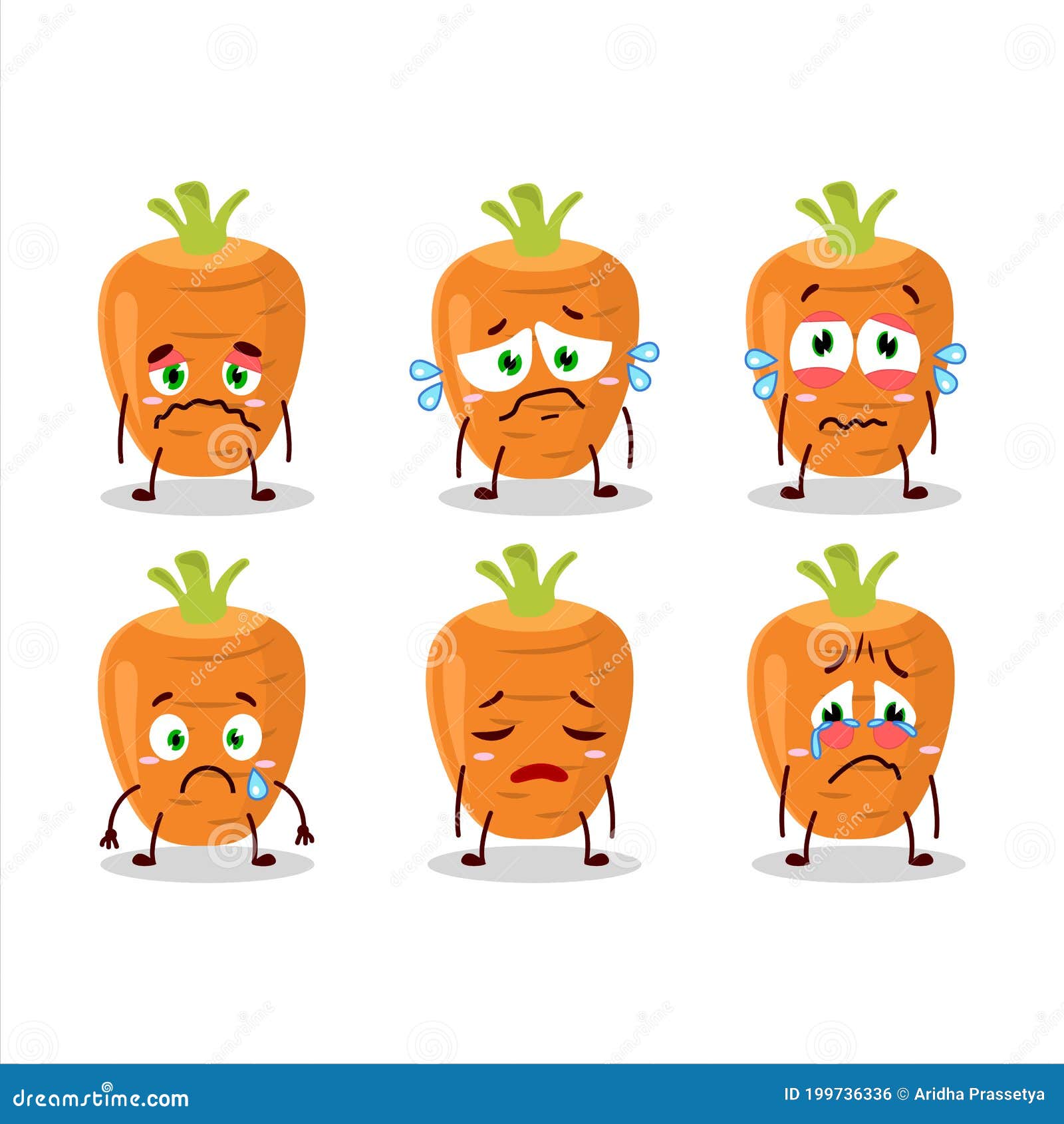 Sweet Carrot Cartoon Character with Sad Expression Stock Vector ...