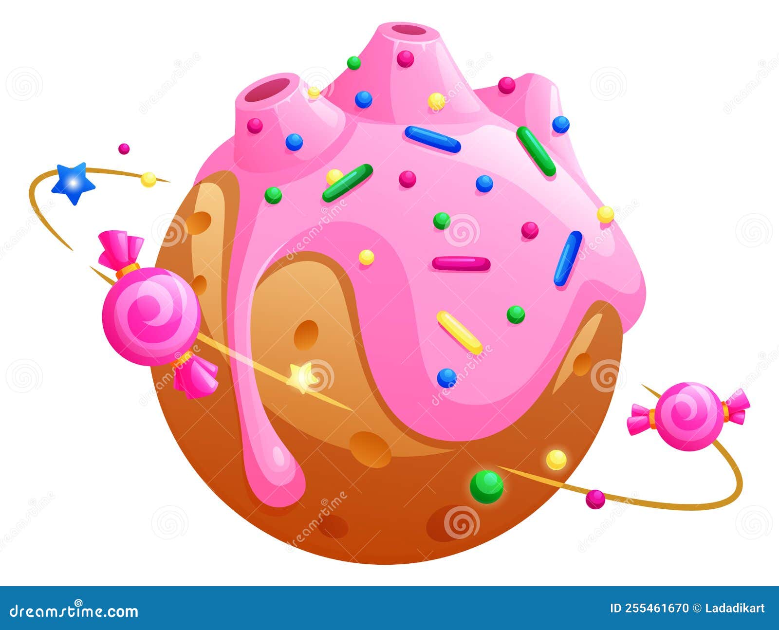 Sweet Cartoon Planet. Space Candy Orbit Cupcake Stock Vector ...