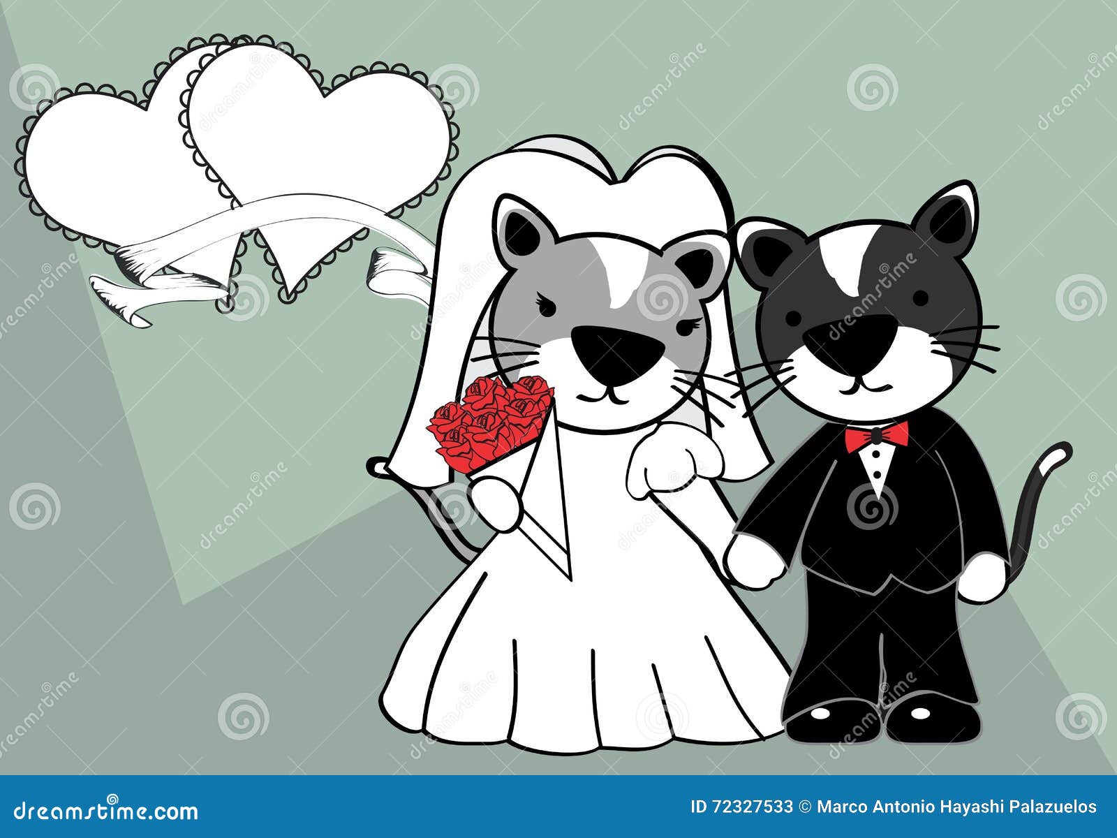Sweet Cat Married Cartoon Background Stock Vector - Illustration of ...
