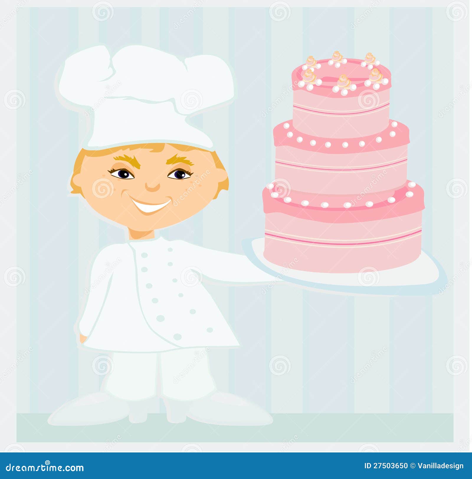 Sweet chef with cake stock illustration. Illustration of closeup - 27503650