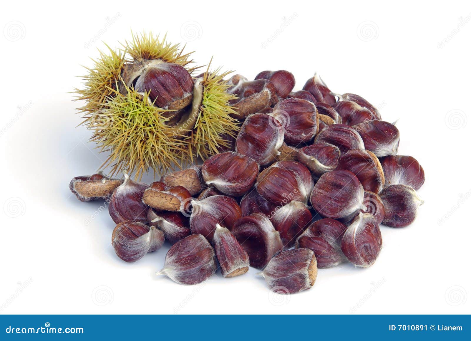 Sweet Chestnut Nuts Roasting For Eating In A Turning Drum. Royalty-Free ...