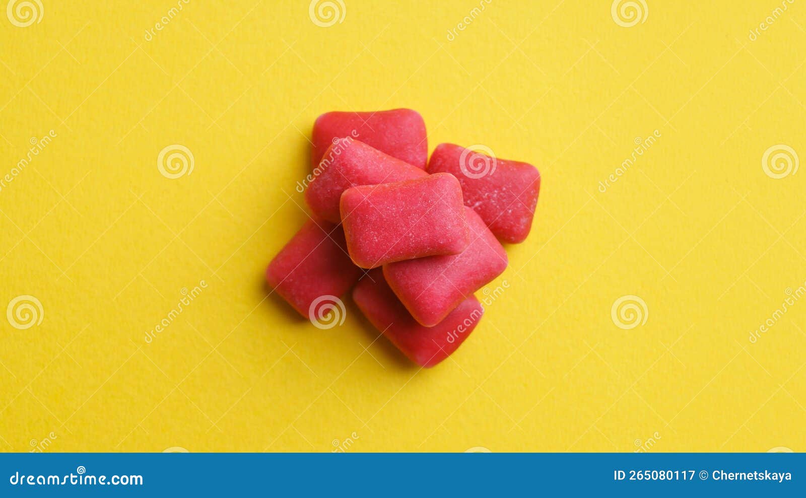Sweet Chewing Gums on Yellow Background, Top View Stock Image - Image ...
