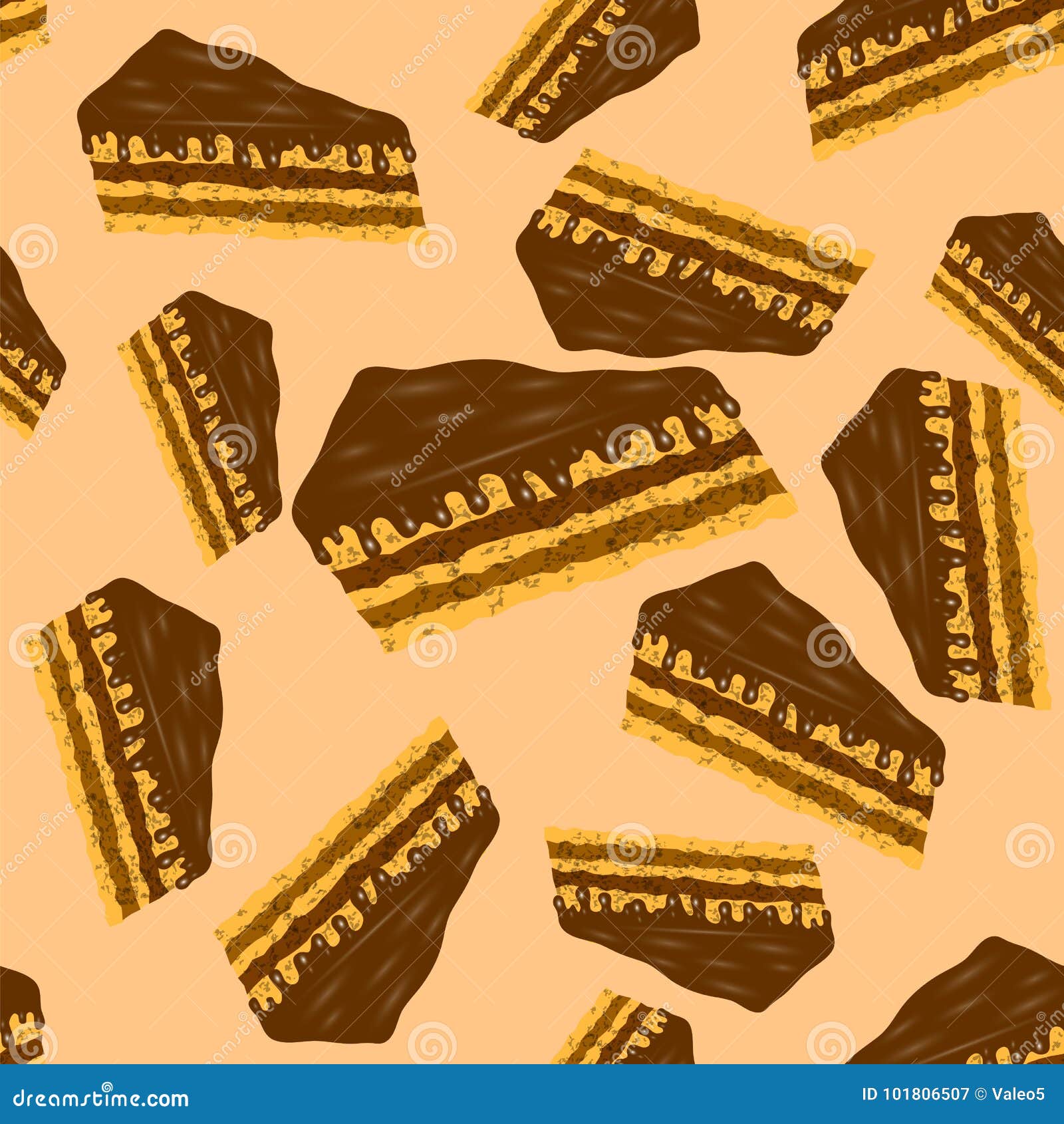 Sweet Chocolate Cake Seamless Pattern Stock Illustration - Illustration ...