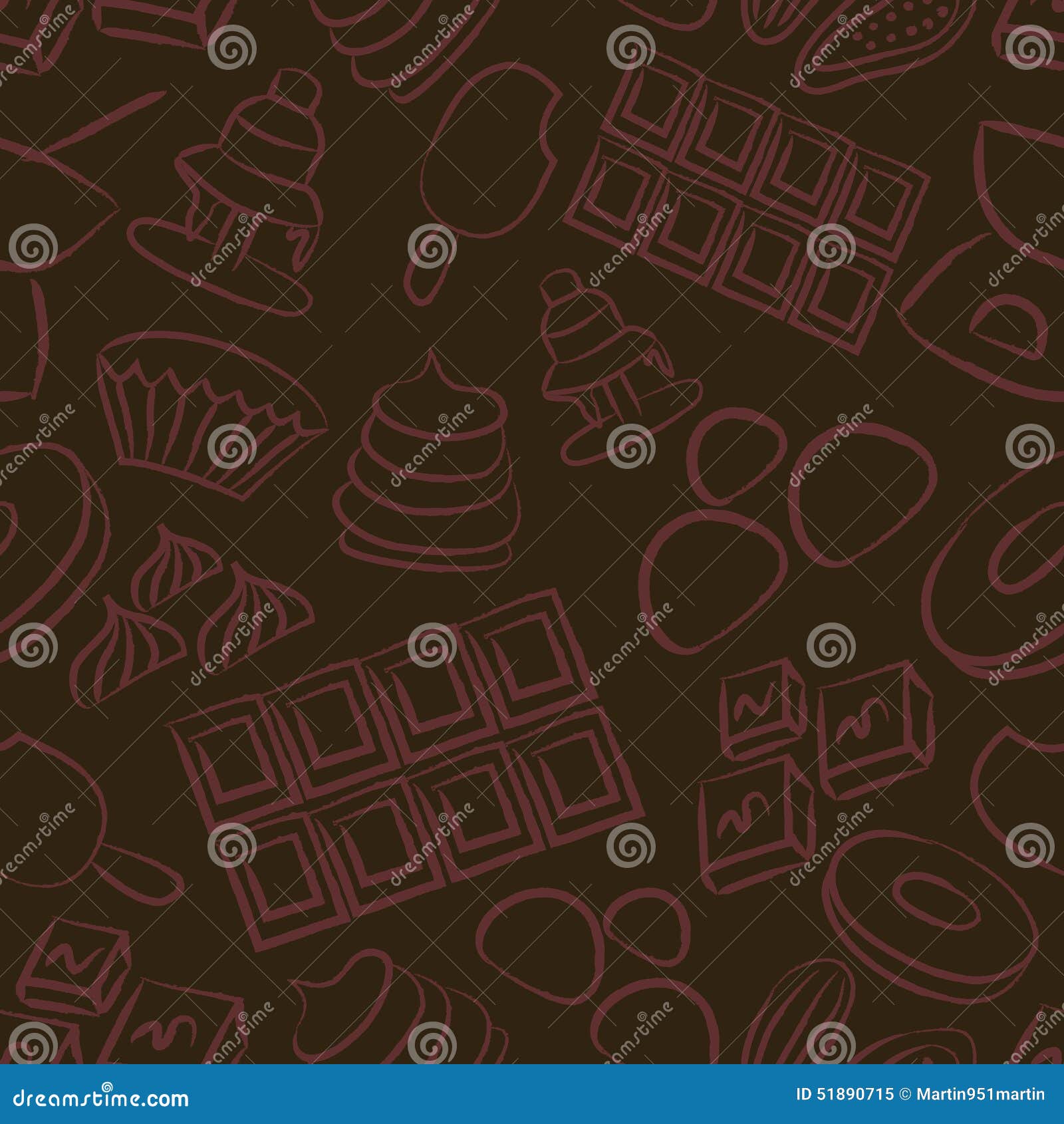 Sweet Chocolate Doodle Sketch Icons Seamless Pattern Stock Vector ...