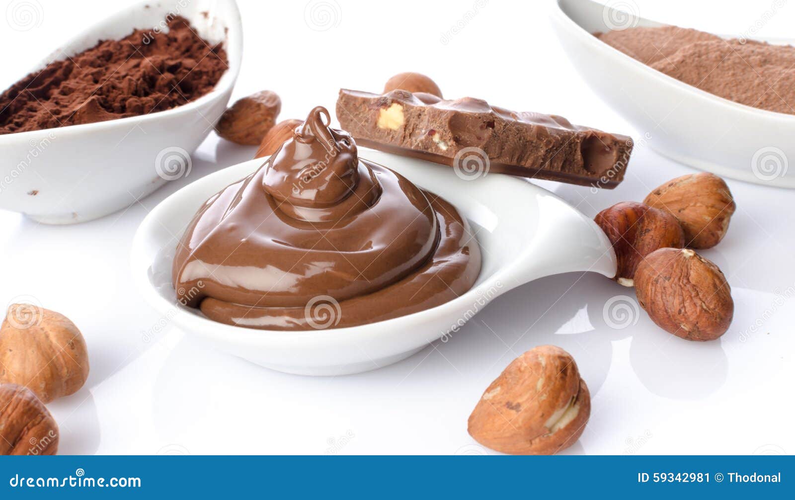 Sweet Chocolate Hazelnut Spread with Cocoa Powder Stock Image - Image ...