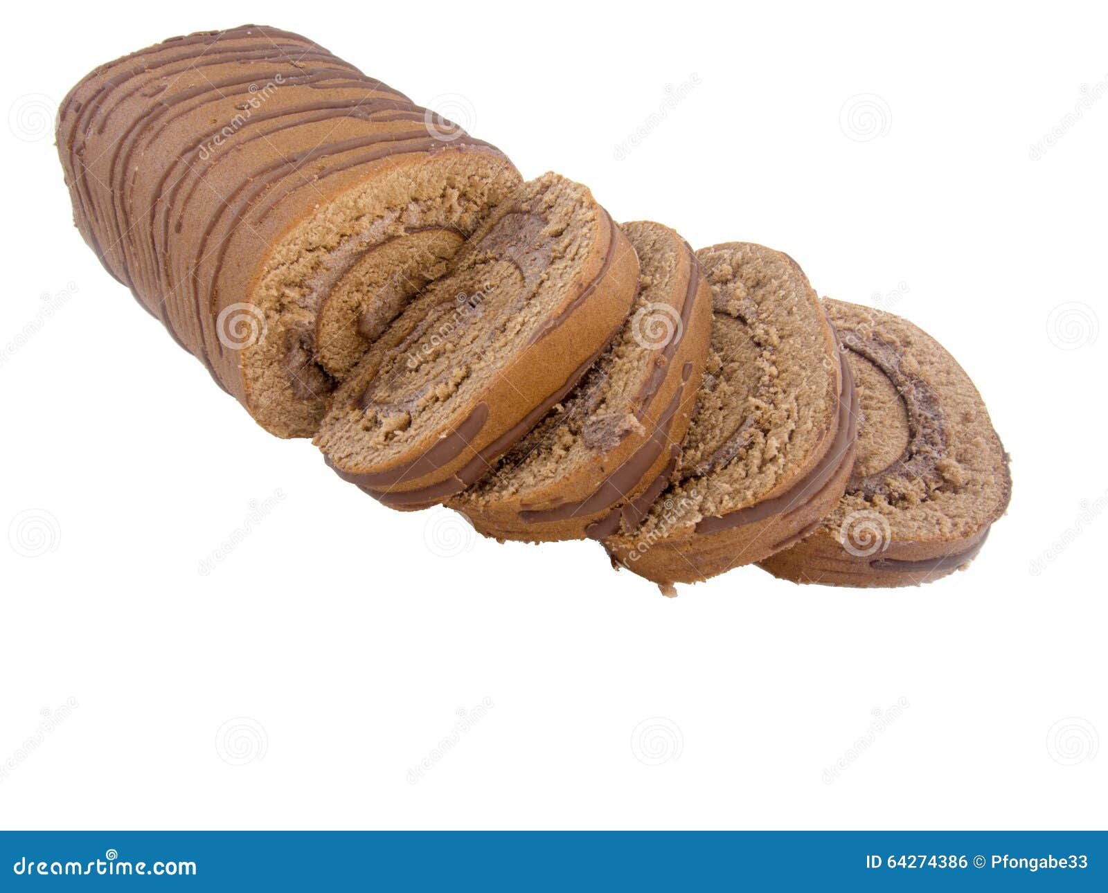 Sweet Chocolate Roulade Sliced and Isolated on White Stock Photo ...