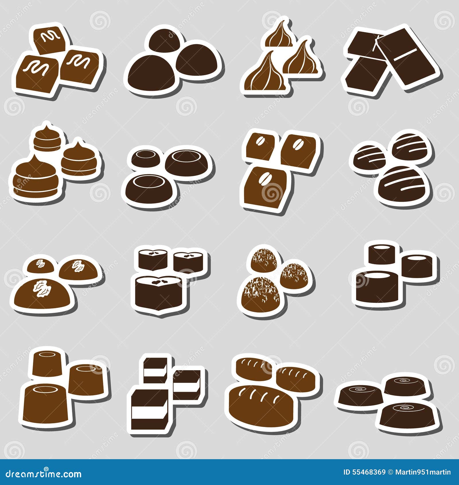 Sweet Chocolate Truffles Styles Stickers Set Eps10 Stock Vector ...