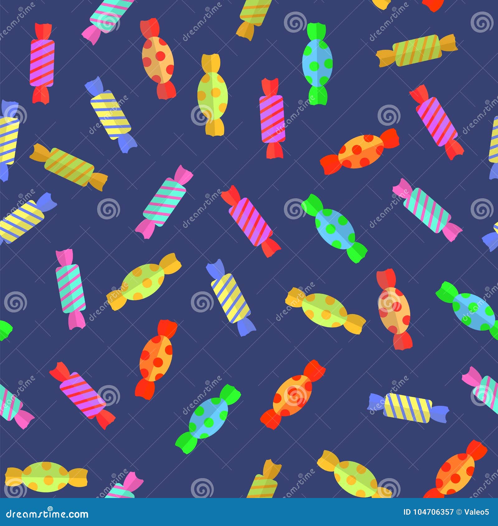 Sweet Colored Candy Seamless Pattern Stock Vector - Illustration of ...
