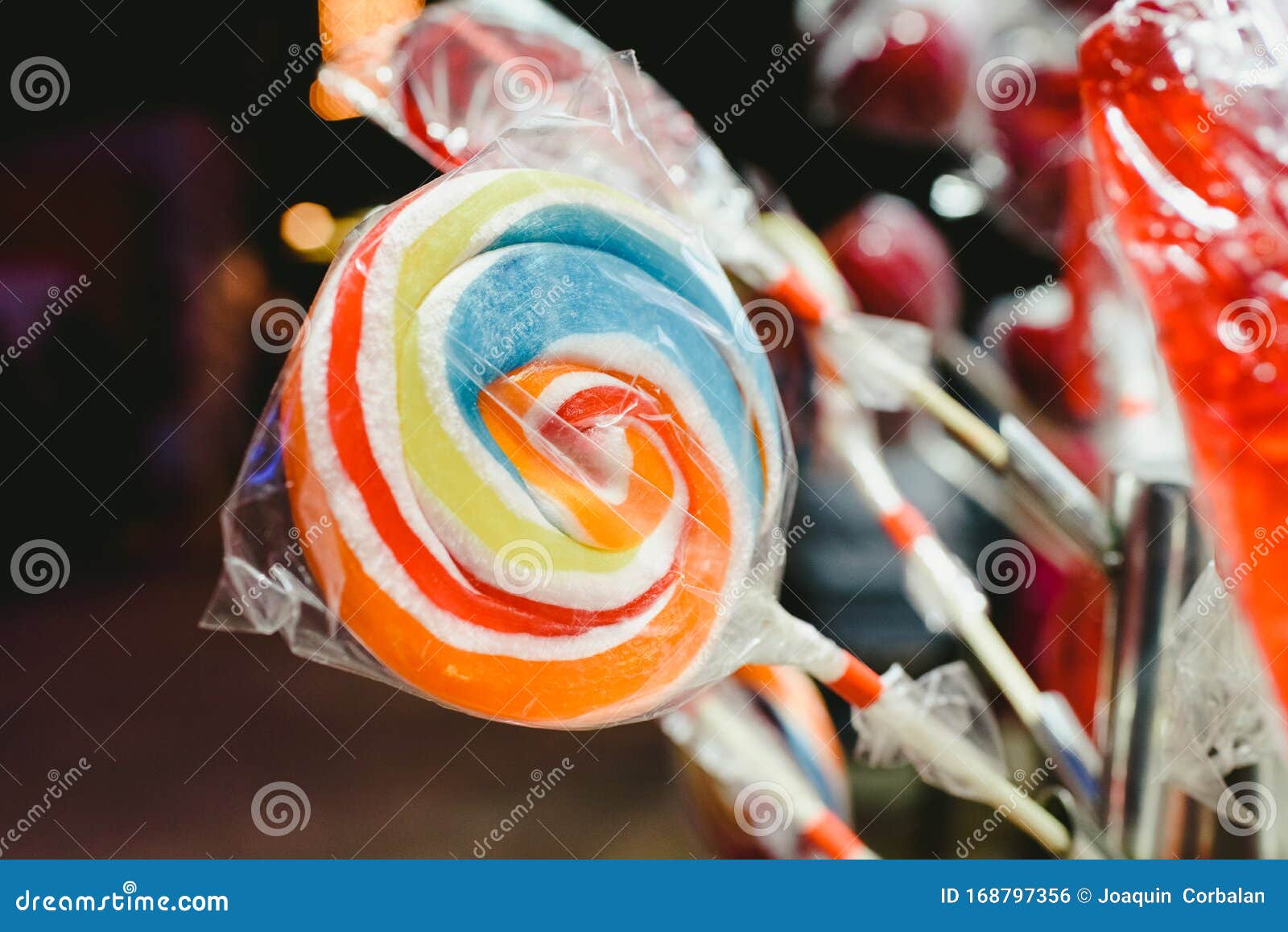 Sweet Colored Lollipop Wrapped in Plastic Stock Photo - Image of design ...