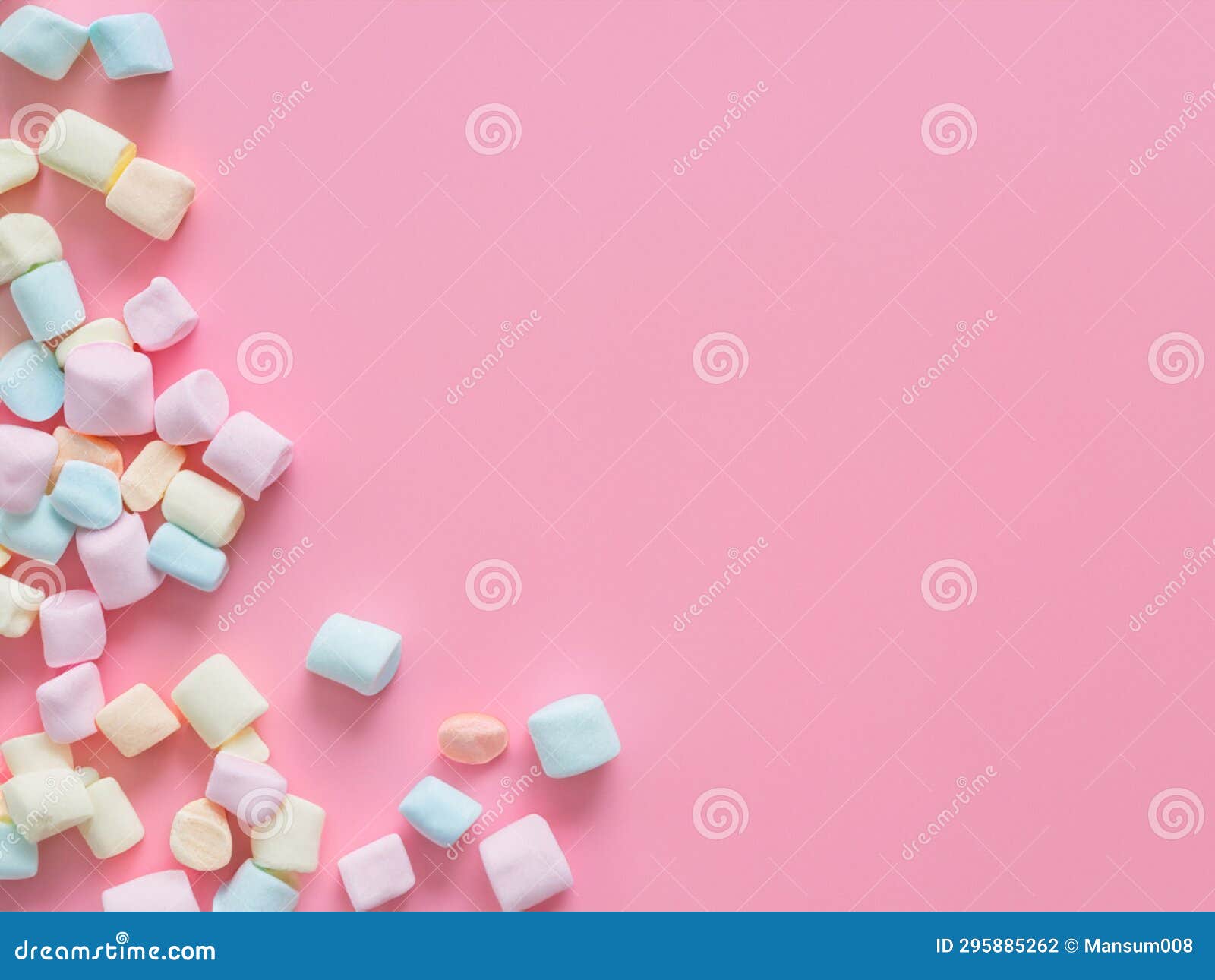 Sweet and Colorful Marshmallows on Pastel Pink Background Stock Photo ...