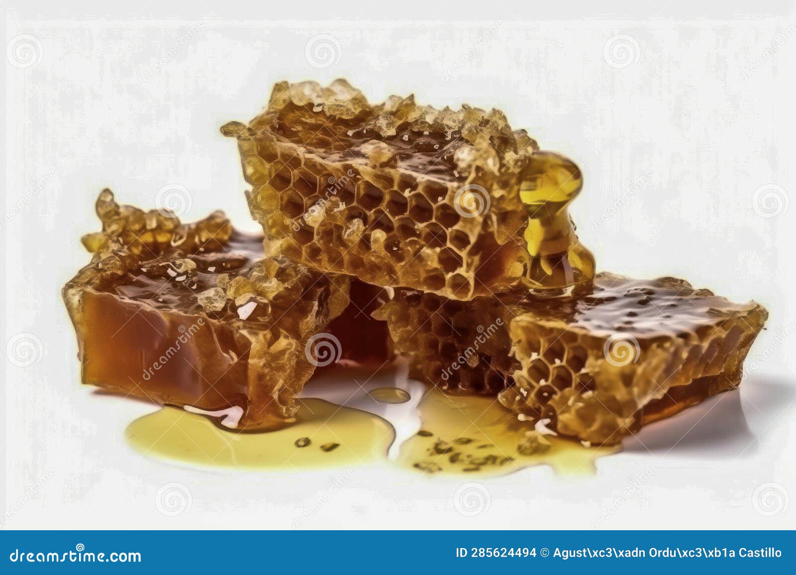 Sweet Combs with Honey, Isolated on White. Stock Photo - Image of ...