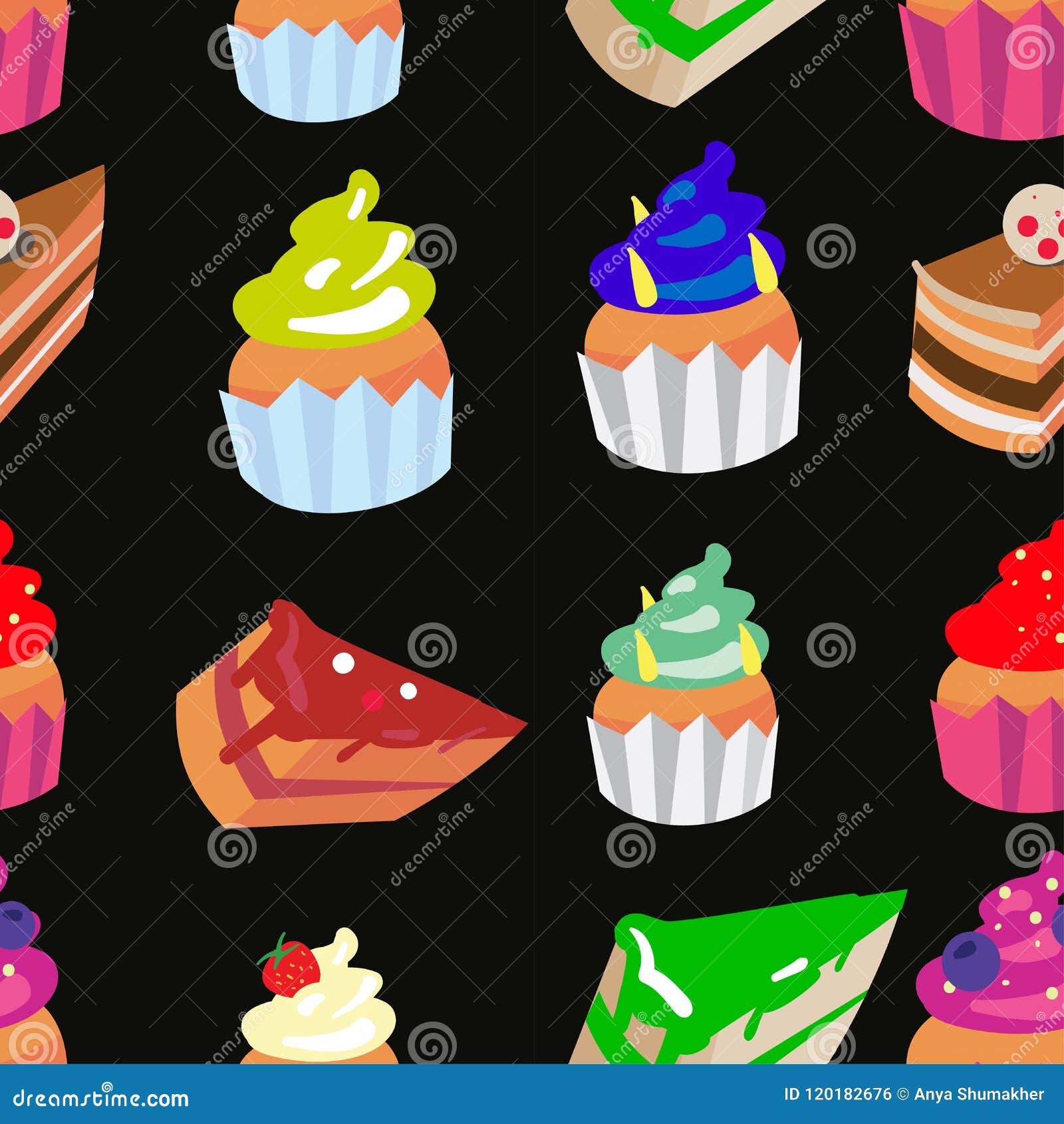 Sweet Confectionery Vector Seamless Pattern with Different Colored ...