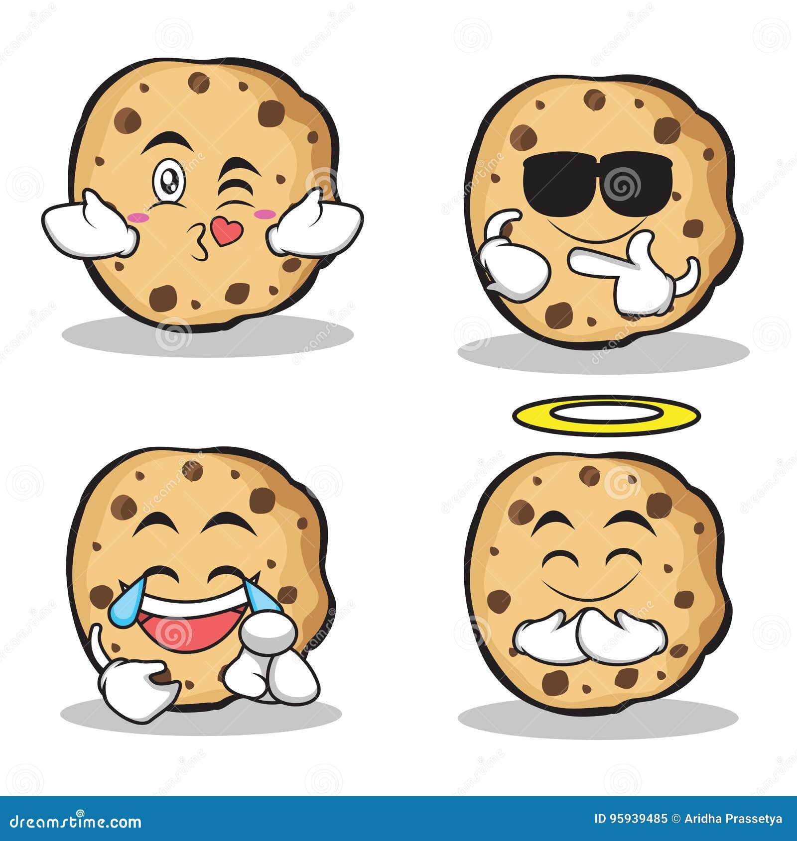 Sweet Cookies Character Cartoon of Set Stock Vector - Illustration of ...