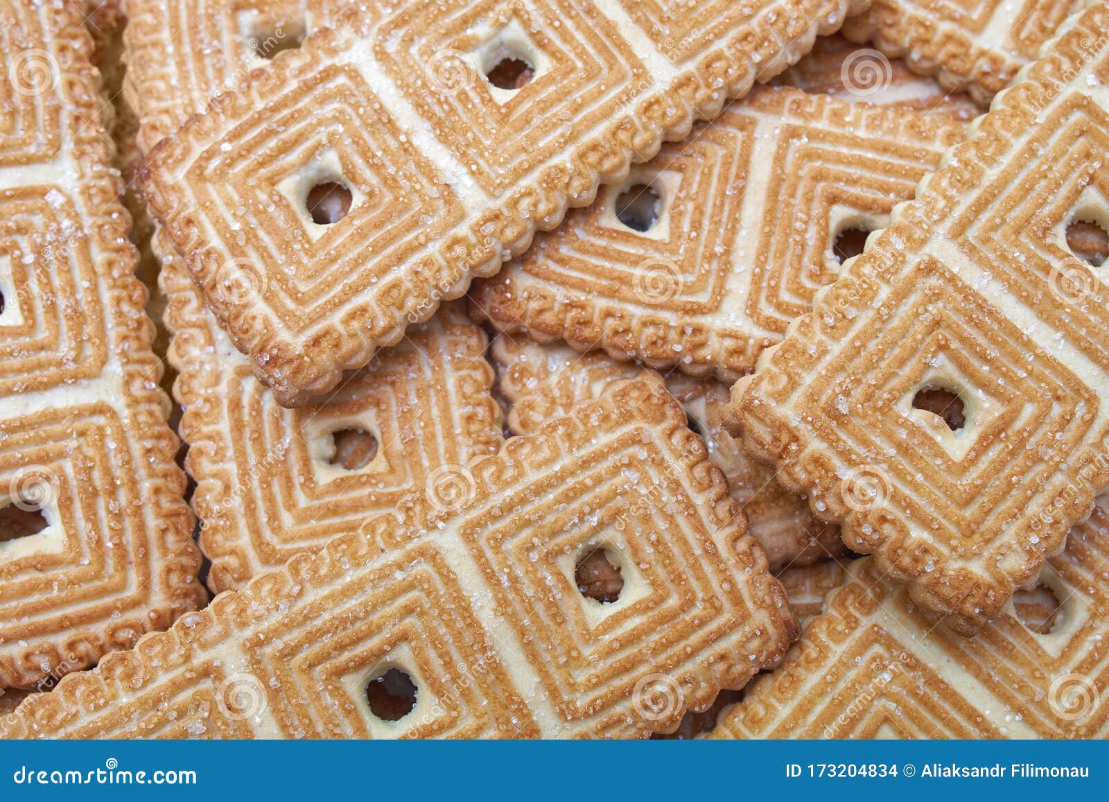Sweet Cookies with Grains of Sugar Rectangular Shape Stock Photo ...