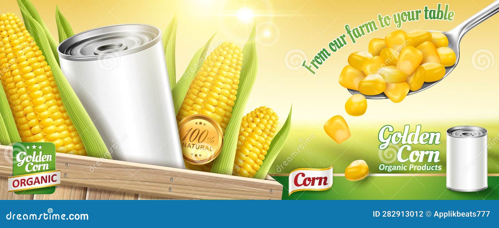 Sweet Corn Ads with Blank Tin Can Stock Vector - Illustration of ...