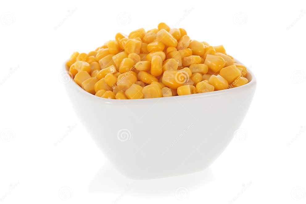 Sweet Corn in a Bowl Isolated on White Stock Image - Image of organic ...