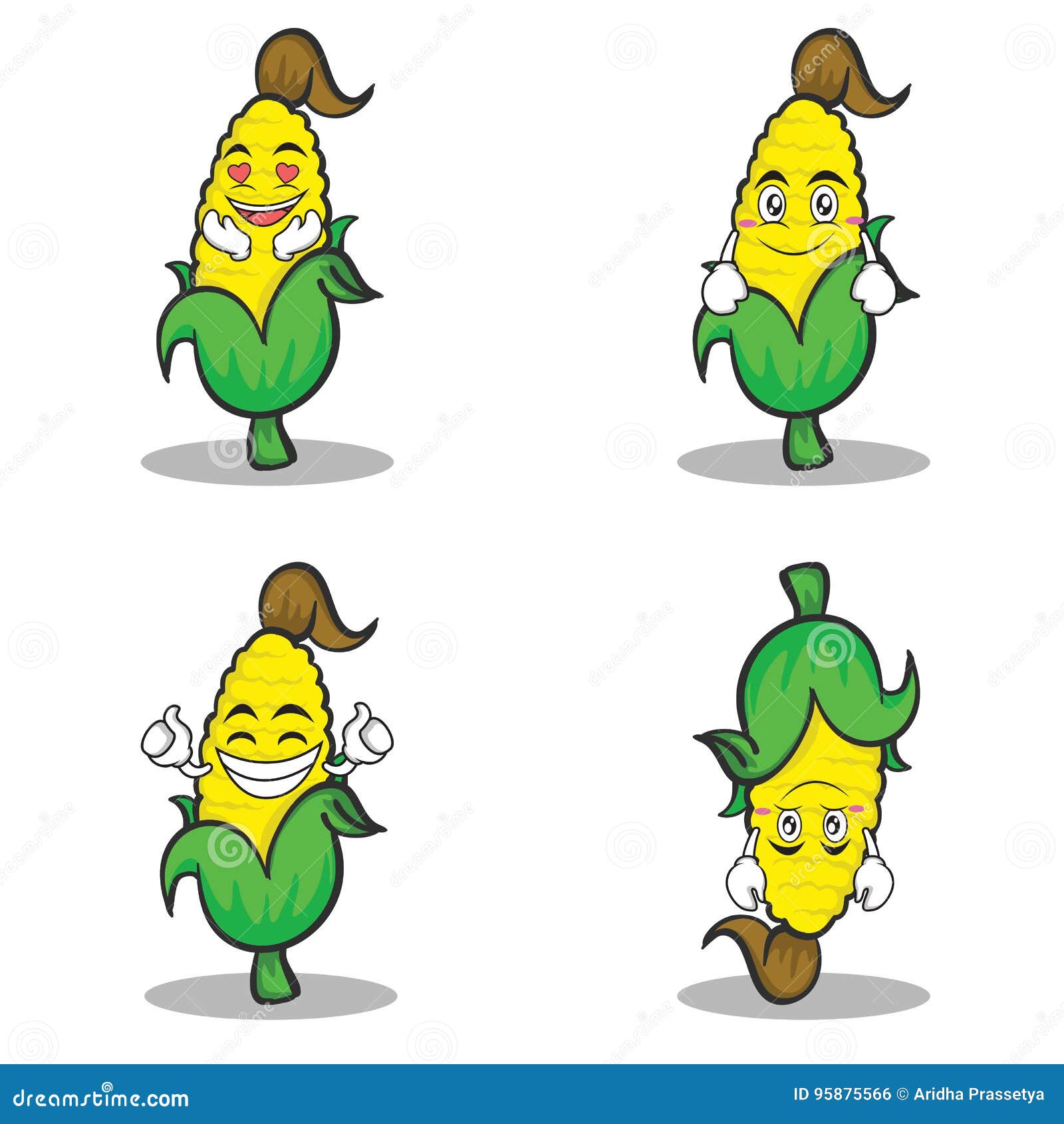 Sweet Corn Character Cartoon Set Collection Stock Vector - Illustration ...