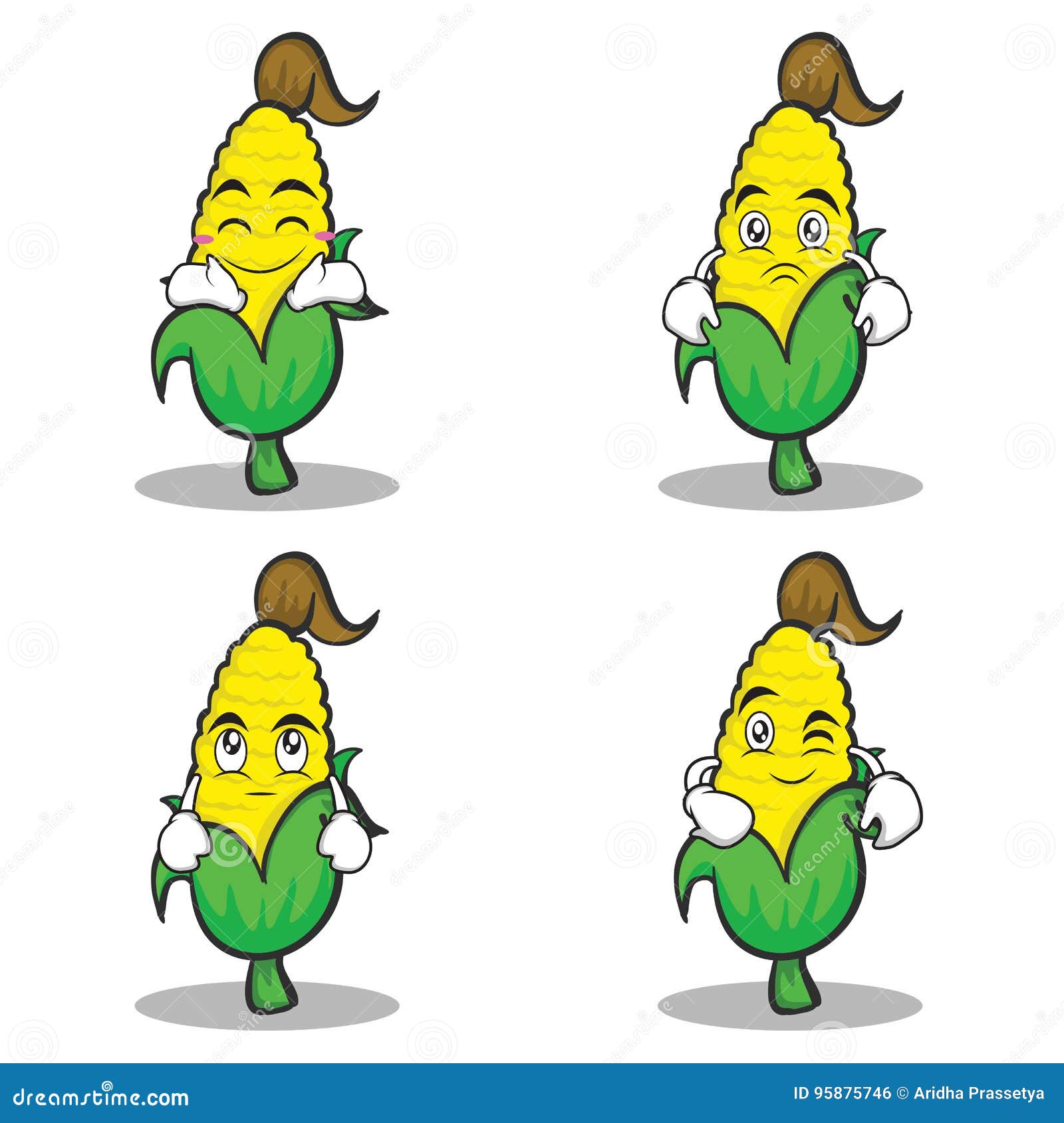 Sweet Corn Character Cartoon of Set Stock Vector - Illustration of ...