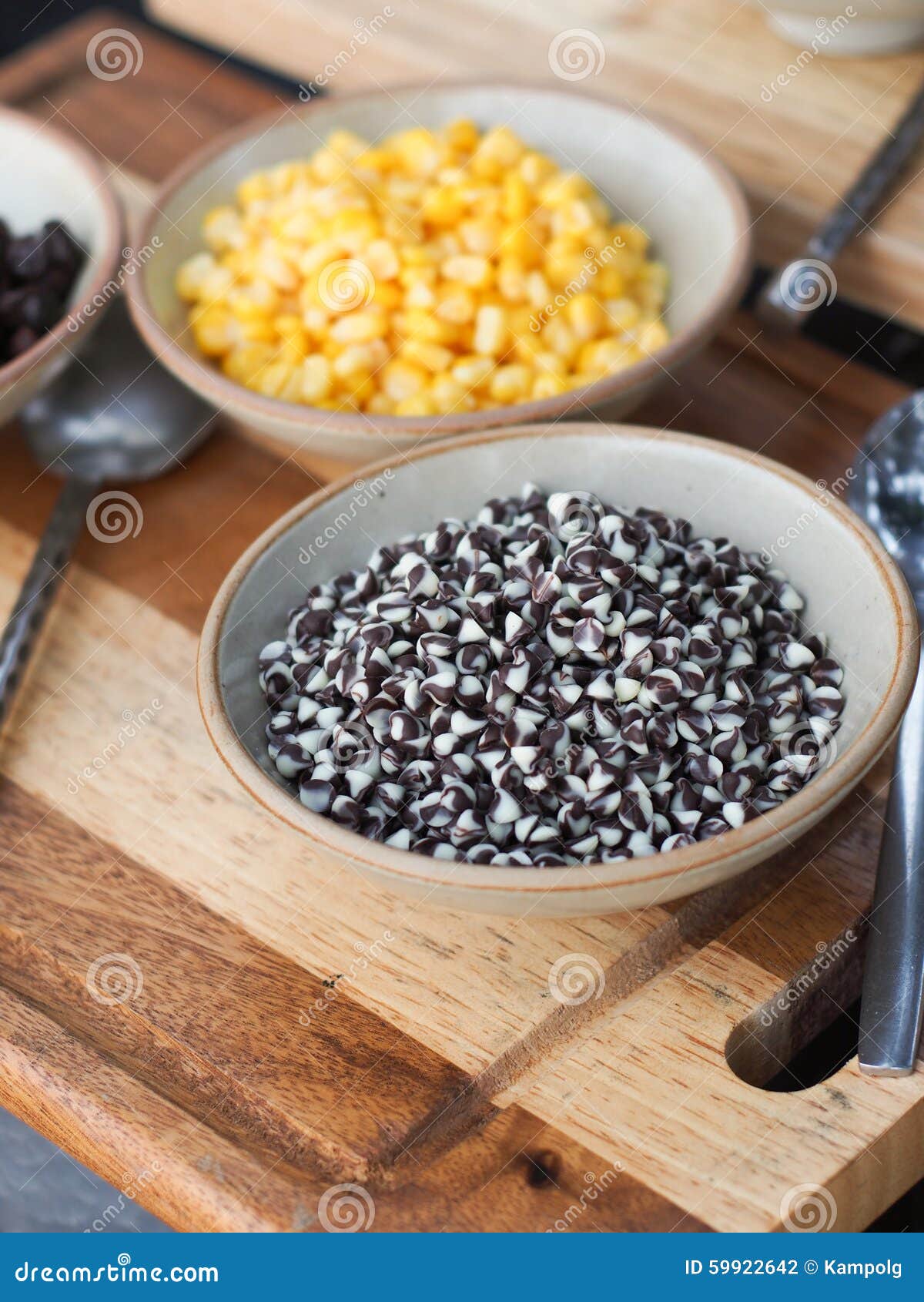 Sweet Corn and Chocolate for Sweet Topping Stock Photo - Image of bead ...