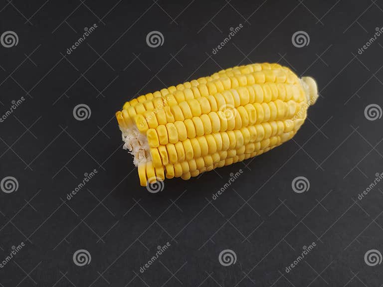 Sweet Corn Chunks on Black Background Stock Image - Image of snack ...