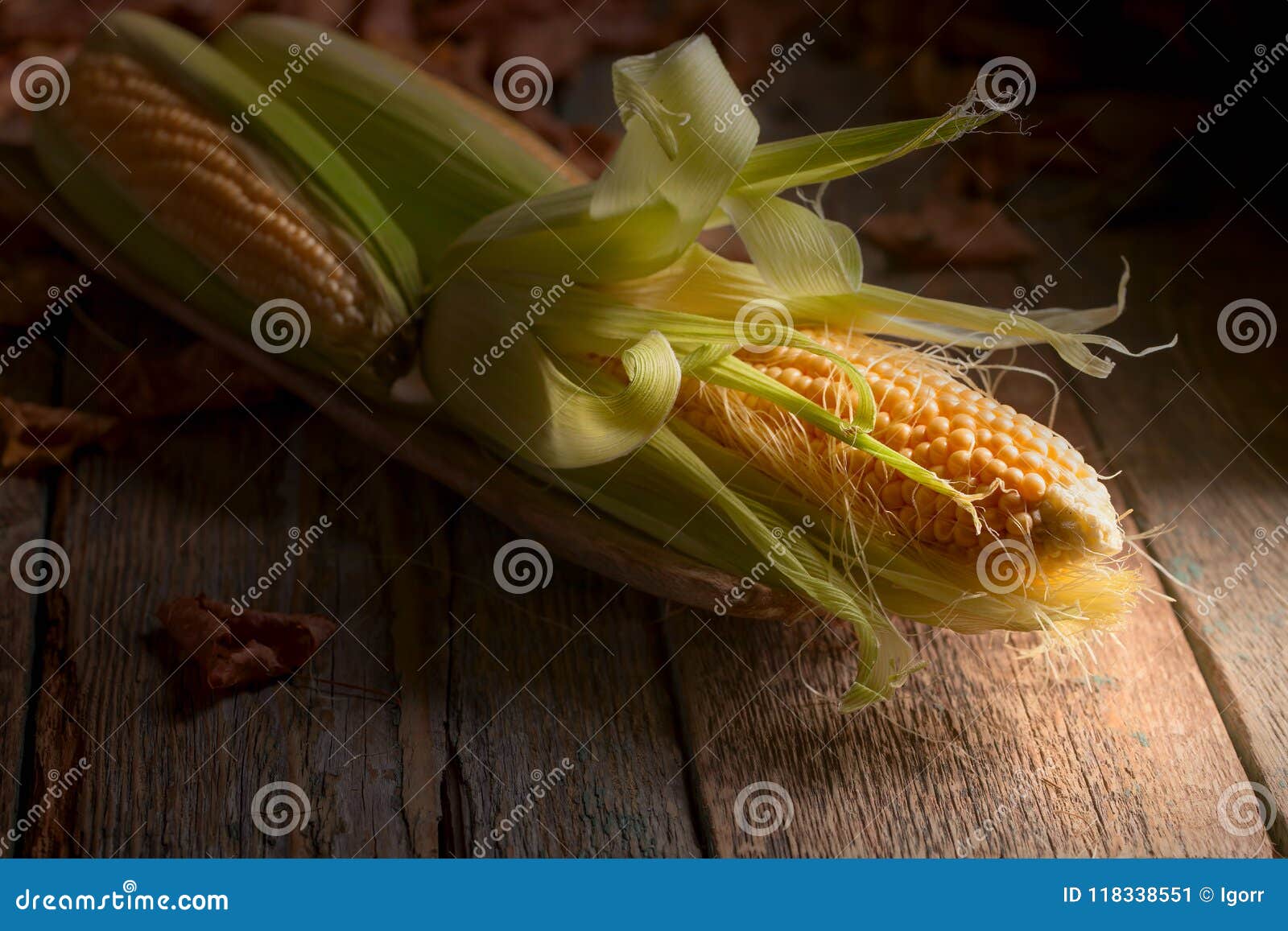 Sweet Corn on Wooden Table. Stock Image - Image of vegetarian ...