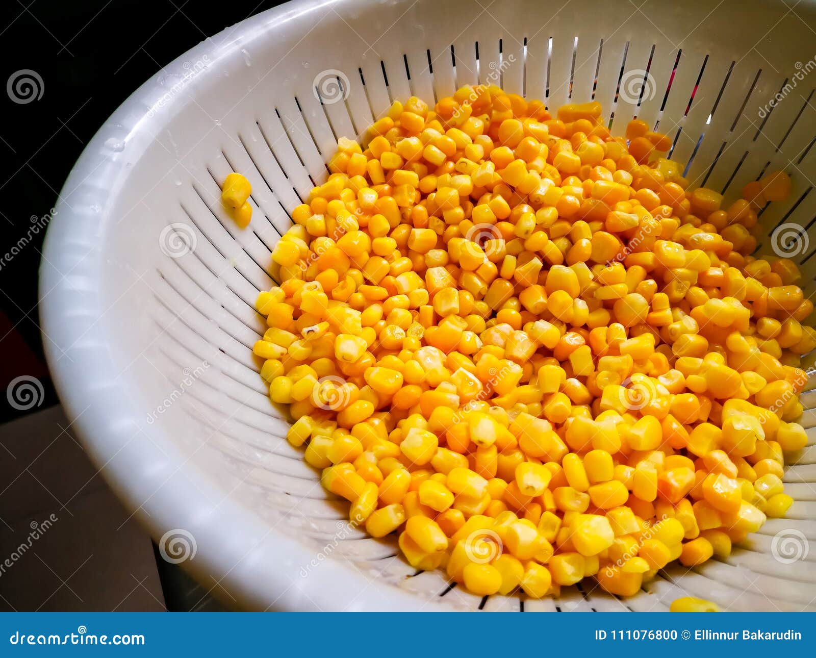 Sweet Corn in Cullender Drained. Stock Photo - Image of group, boiled ...