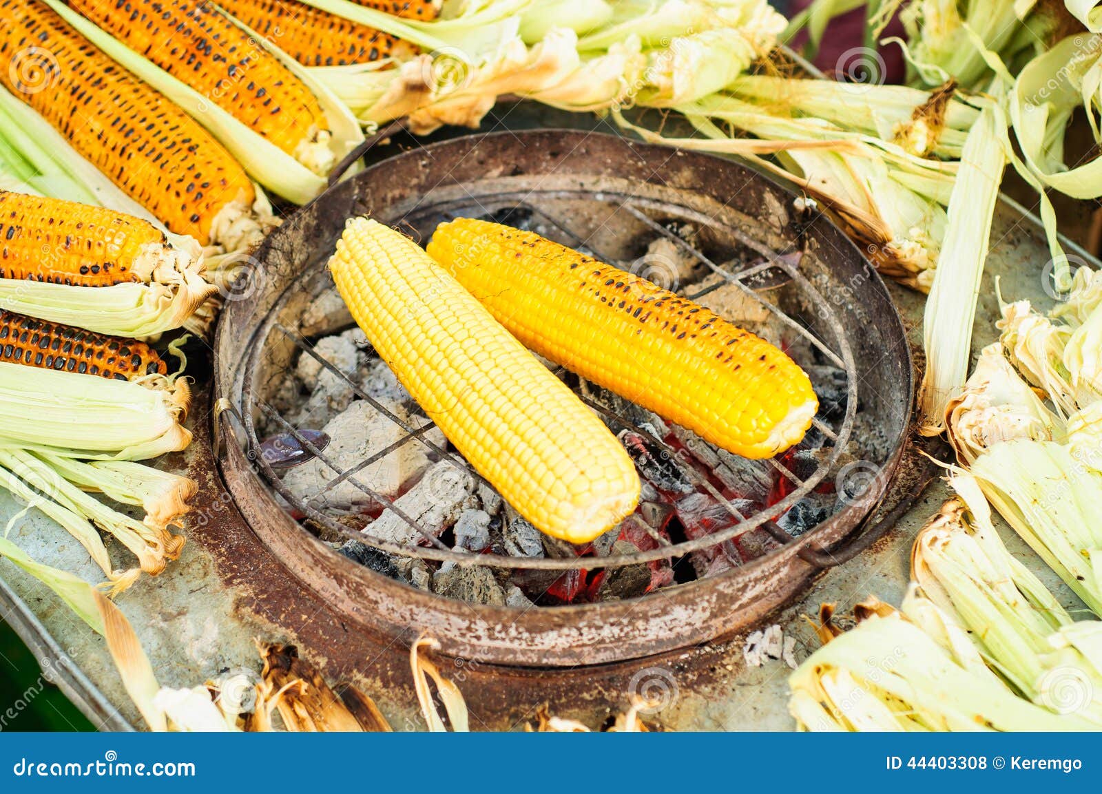 Sweet Corn on Fire stock photo. Image of bazaar, corns - 44403308