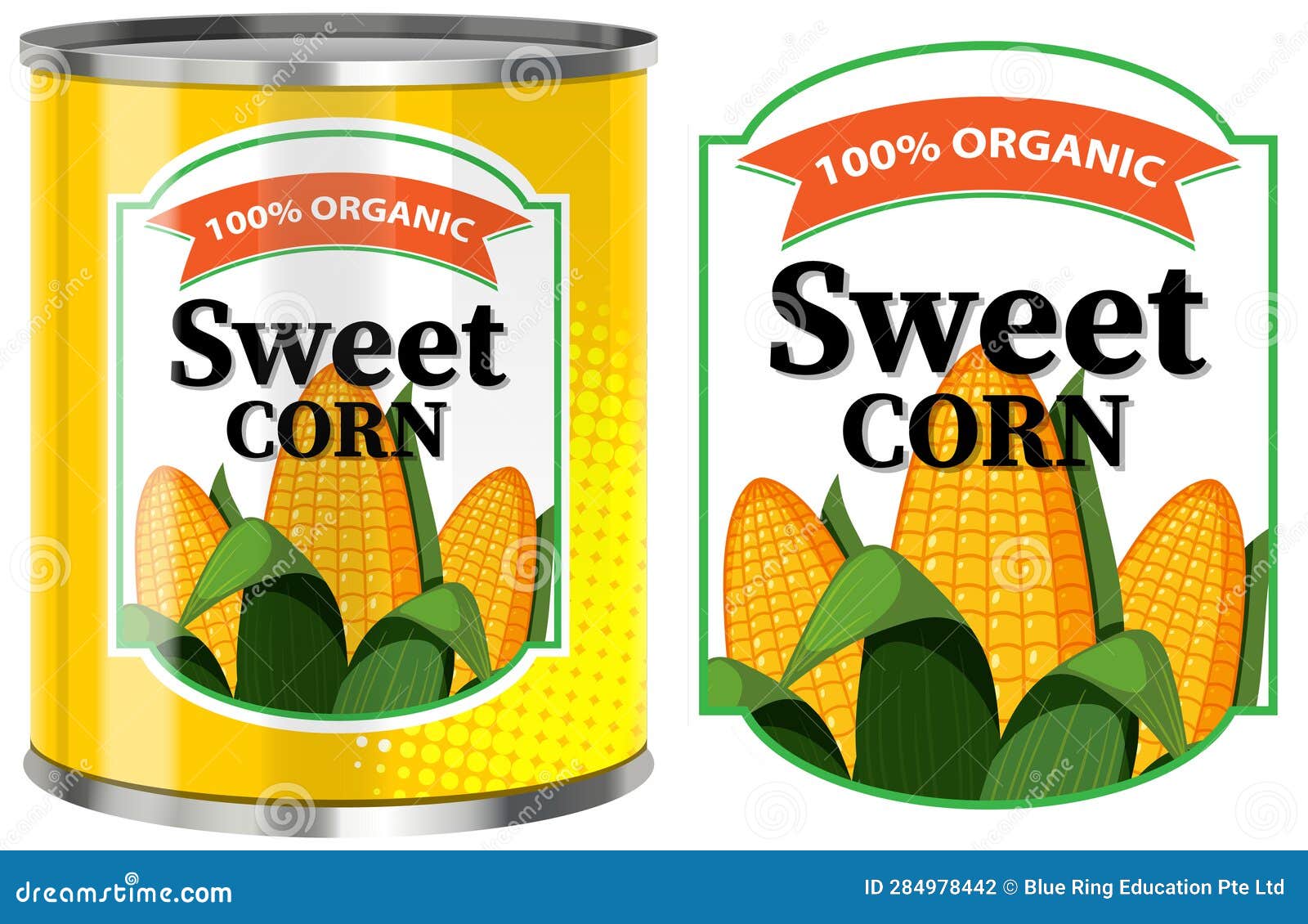 Sweet Corn in Food Can with Label Isolated Stock Vector - Illustration ...