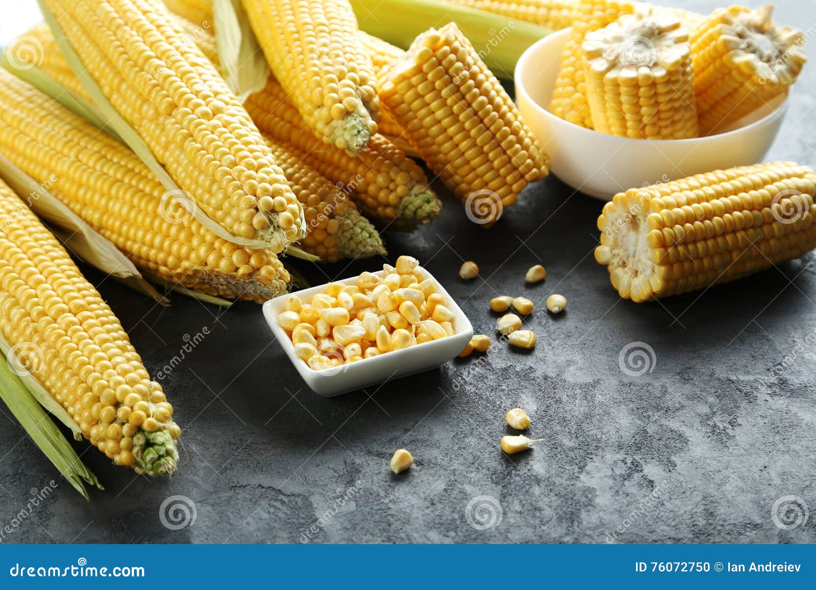 Sweet corn stock photo. Image of grey, pile, corncob - 76072750