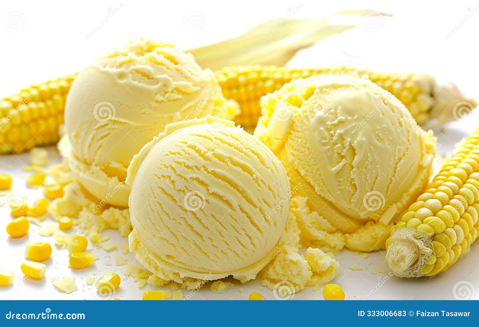 Sweet Corn Ice Cream Highlighted Against White -Generative Ai Stock ...
