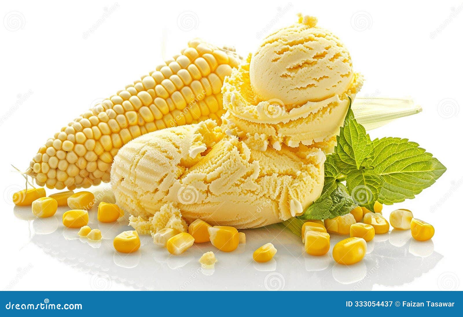 Sweet Corn Ice Cream on a White Backdrop -Generative Ai Stock Image ...