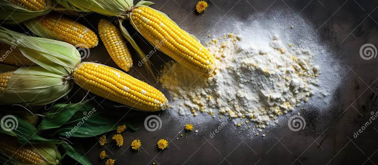 Sweet Corn Kernels and Corn on the Cob Displayed on a Table Stock Photo ...