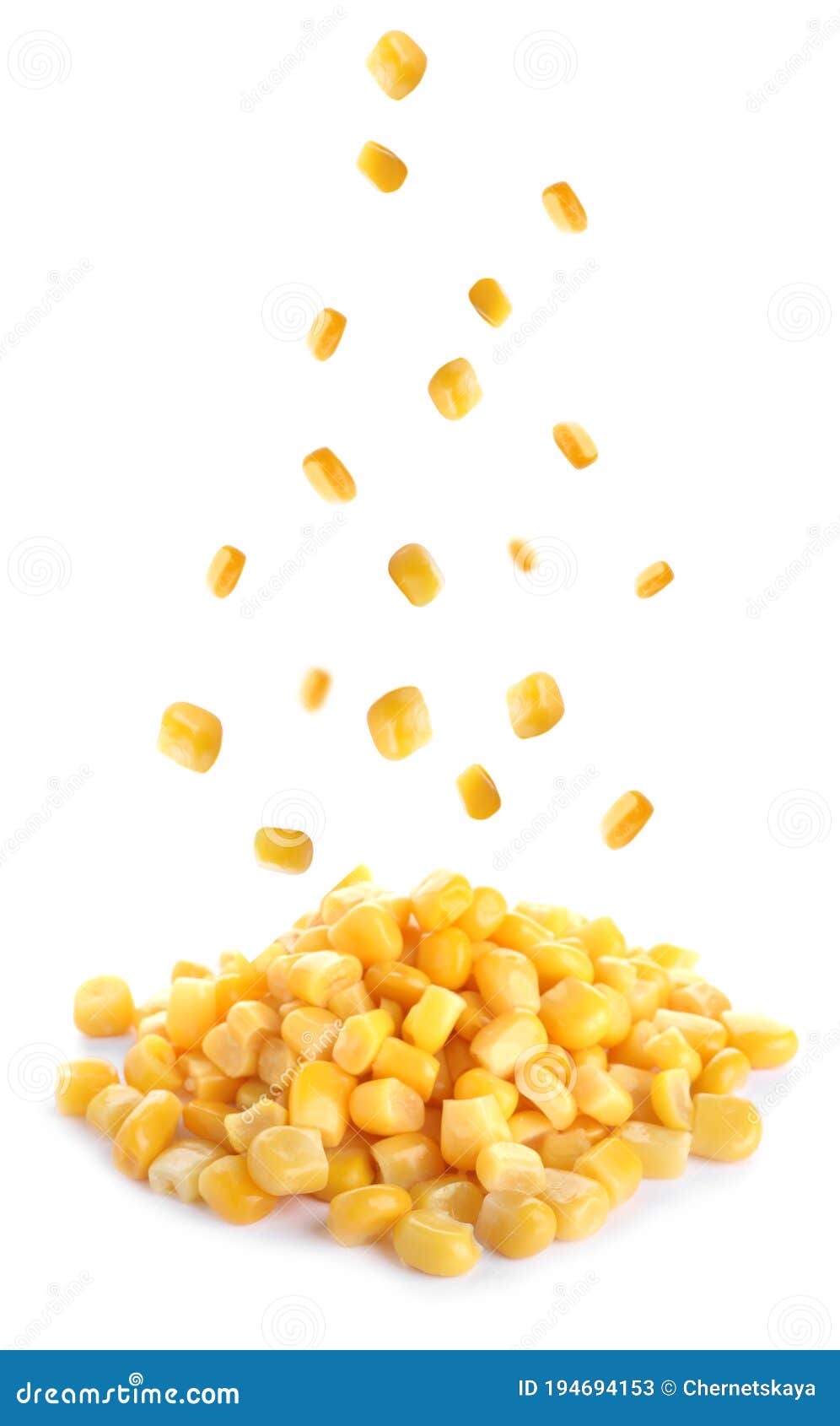 Sweet Corn Kernels Falling on Background Stock Image - Image of ...