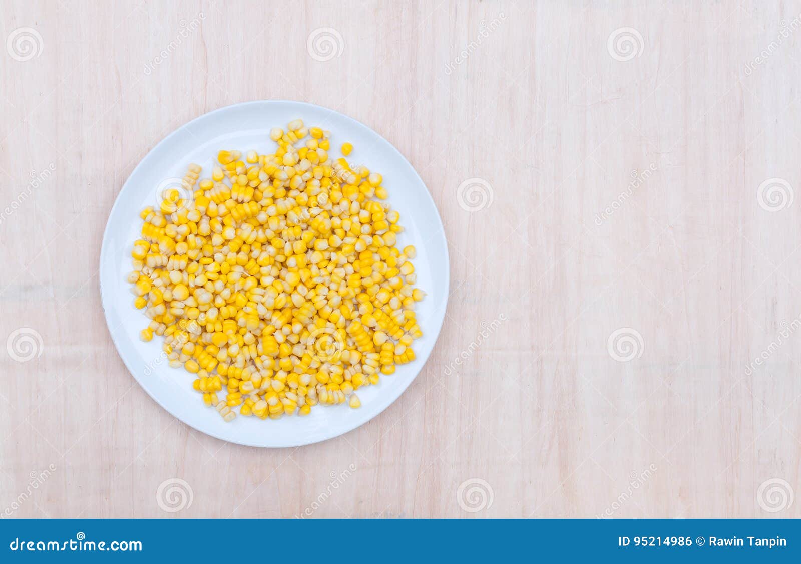 Sweet Corn Kernels in White Dish on Wooden Stock Photo - Image of corn ...