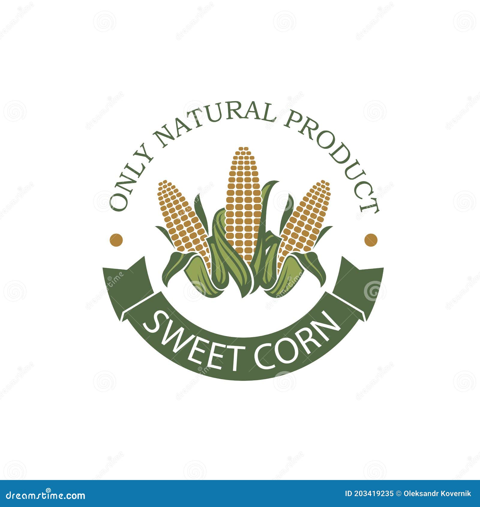 Sweet corn label stock vector. Illustration of sign - 203419235