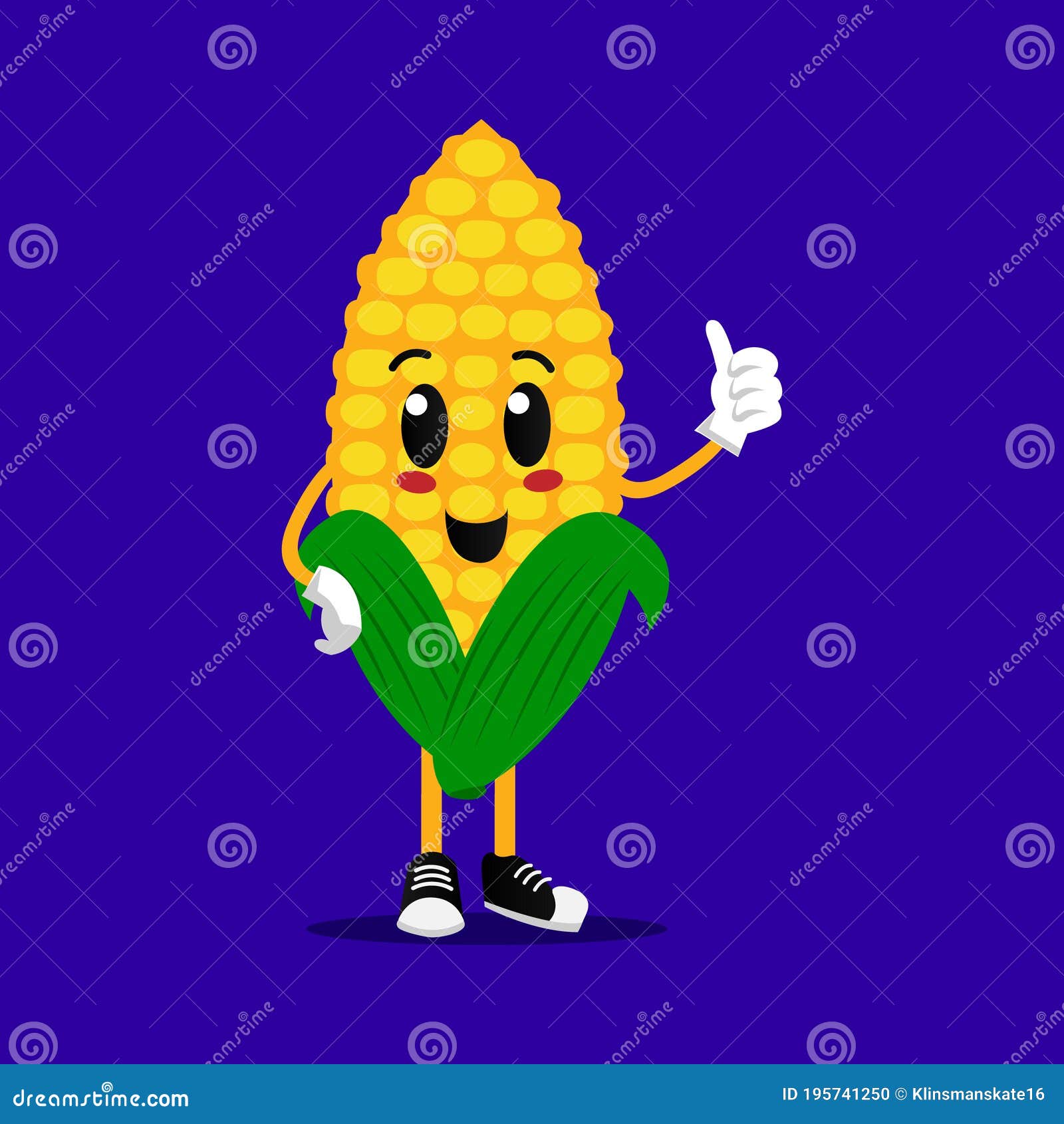 Sweet Corn Mascot Character Design On Blue Background Royalty-Free ...