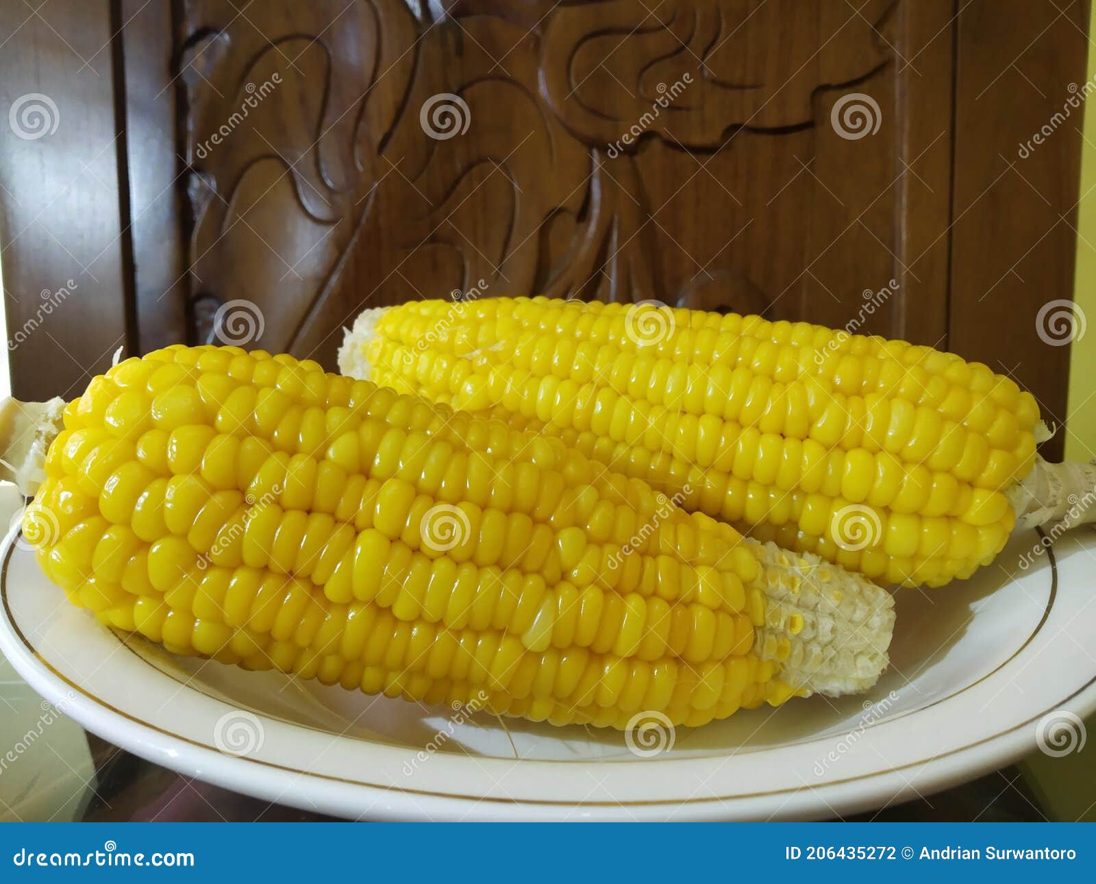 Sweet corn for breakfast stock photo. Image of sweet - 206435272
