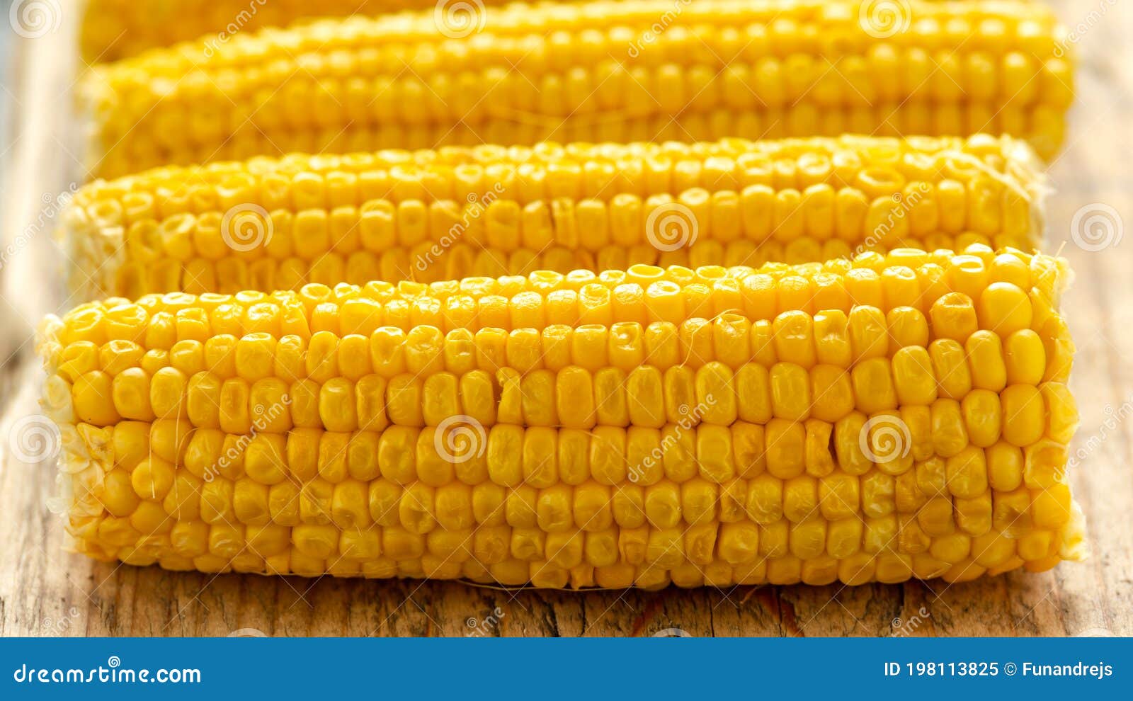 Sweet Corn, Ready To Eat on Wooden Board Stock Image - Image of ...