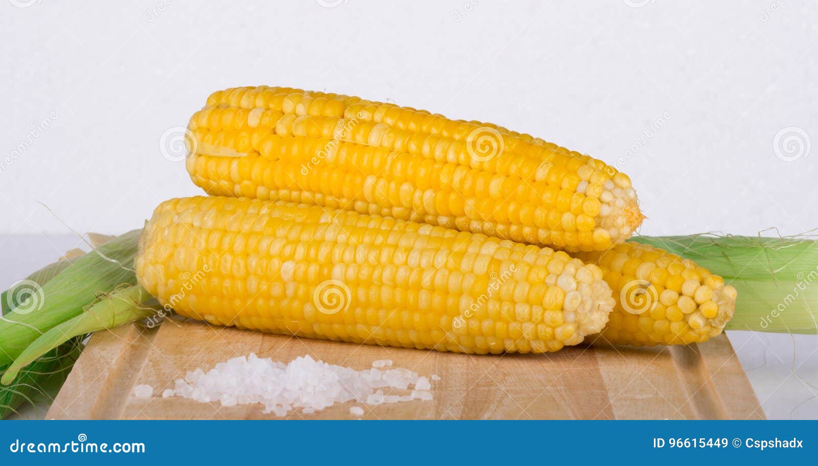 Sweet corn with a salt stock image. Image of food, corn - 96615449