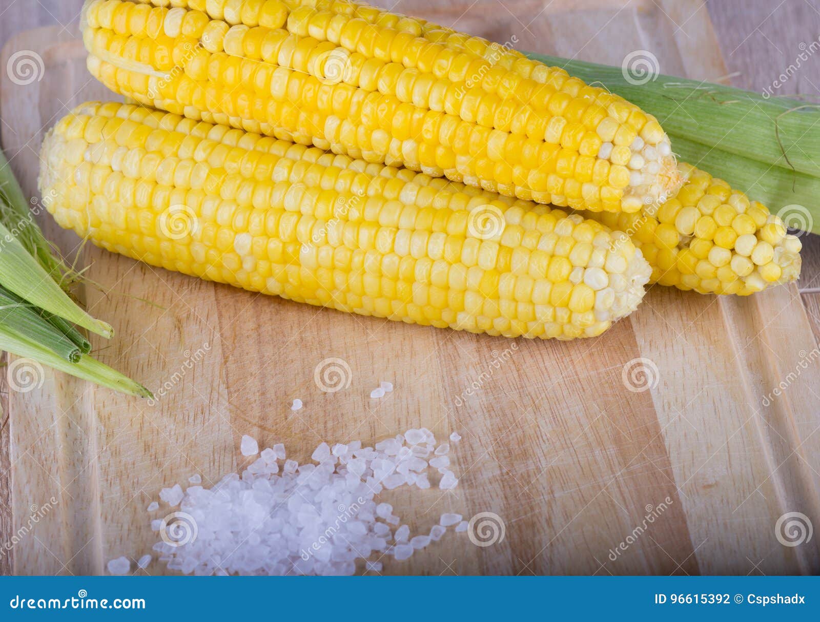 Sweet corn with a salt stock photo. Image of corn, snack - 96615392