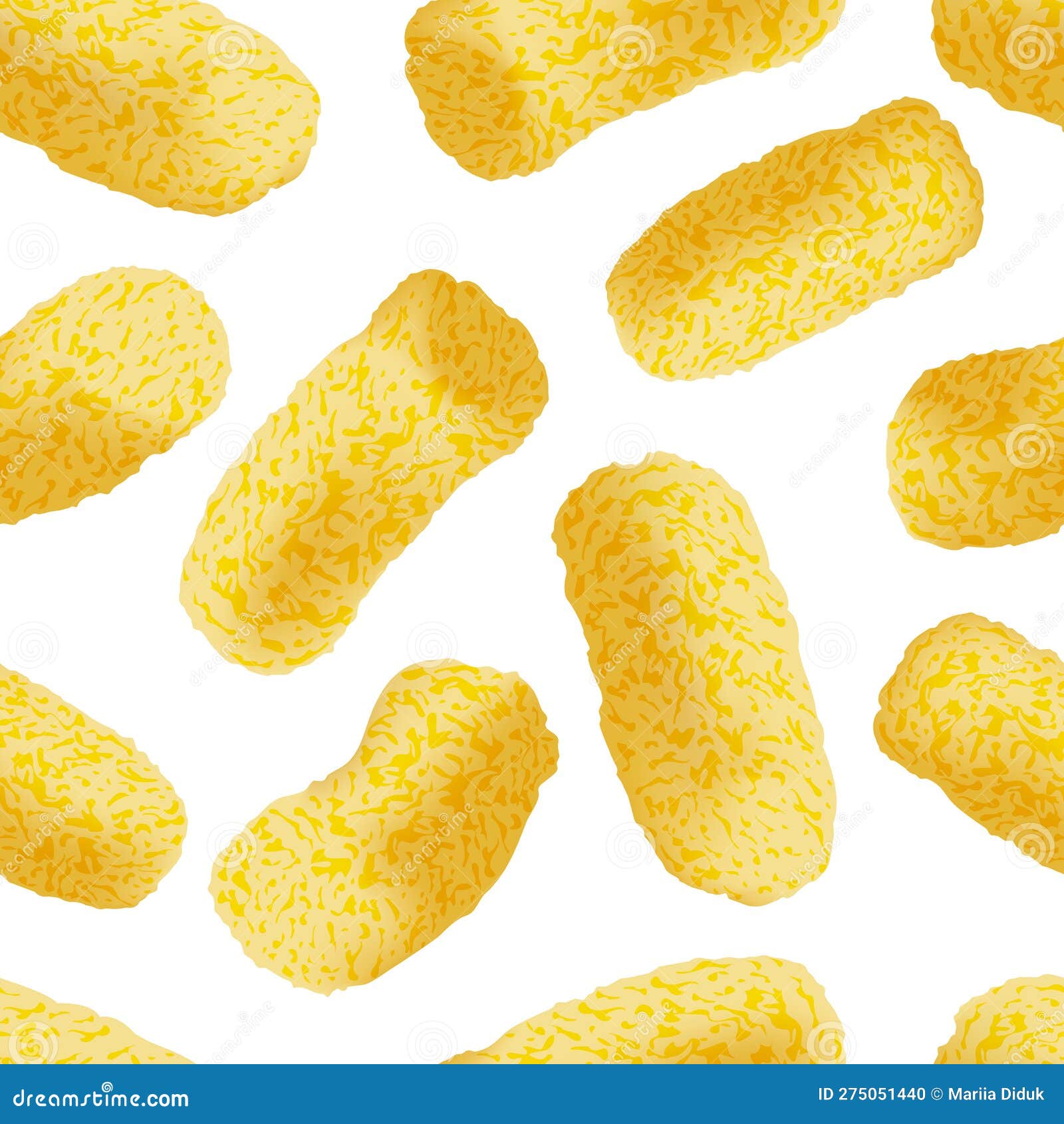 Sweet Corn Sticks, Seamless Pattern on White Background. Realistic ...
