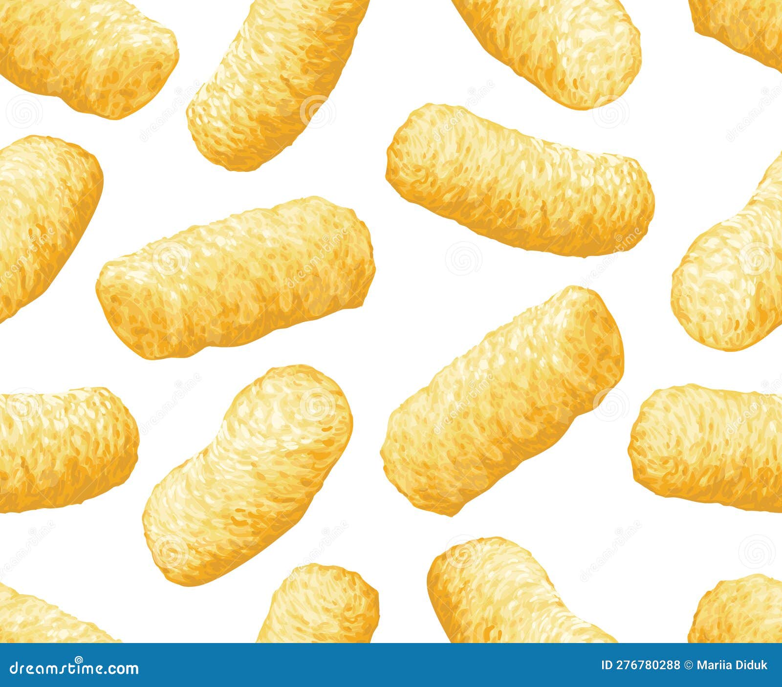 Sweet Corn Sticks, Seamless Pattern on White Background. Realistic ...