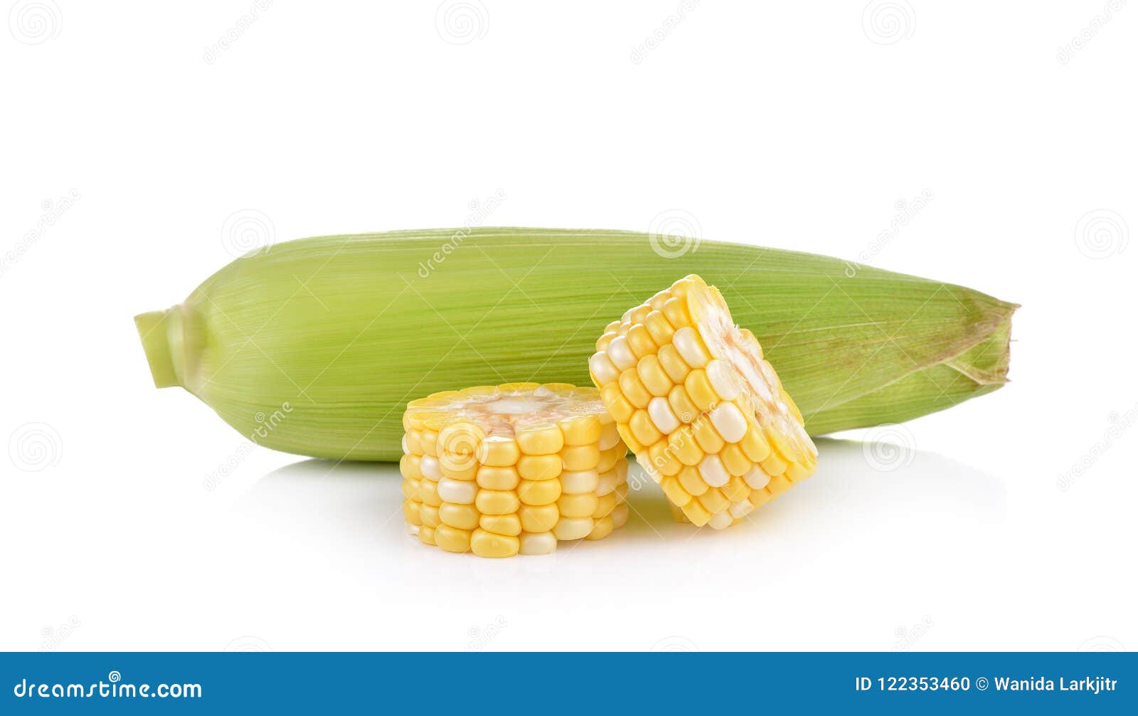 Sweet Corn on White Background Stock Photo - Image of healthy, husk ...