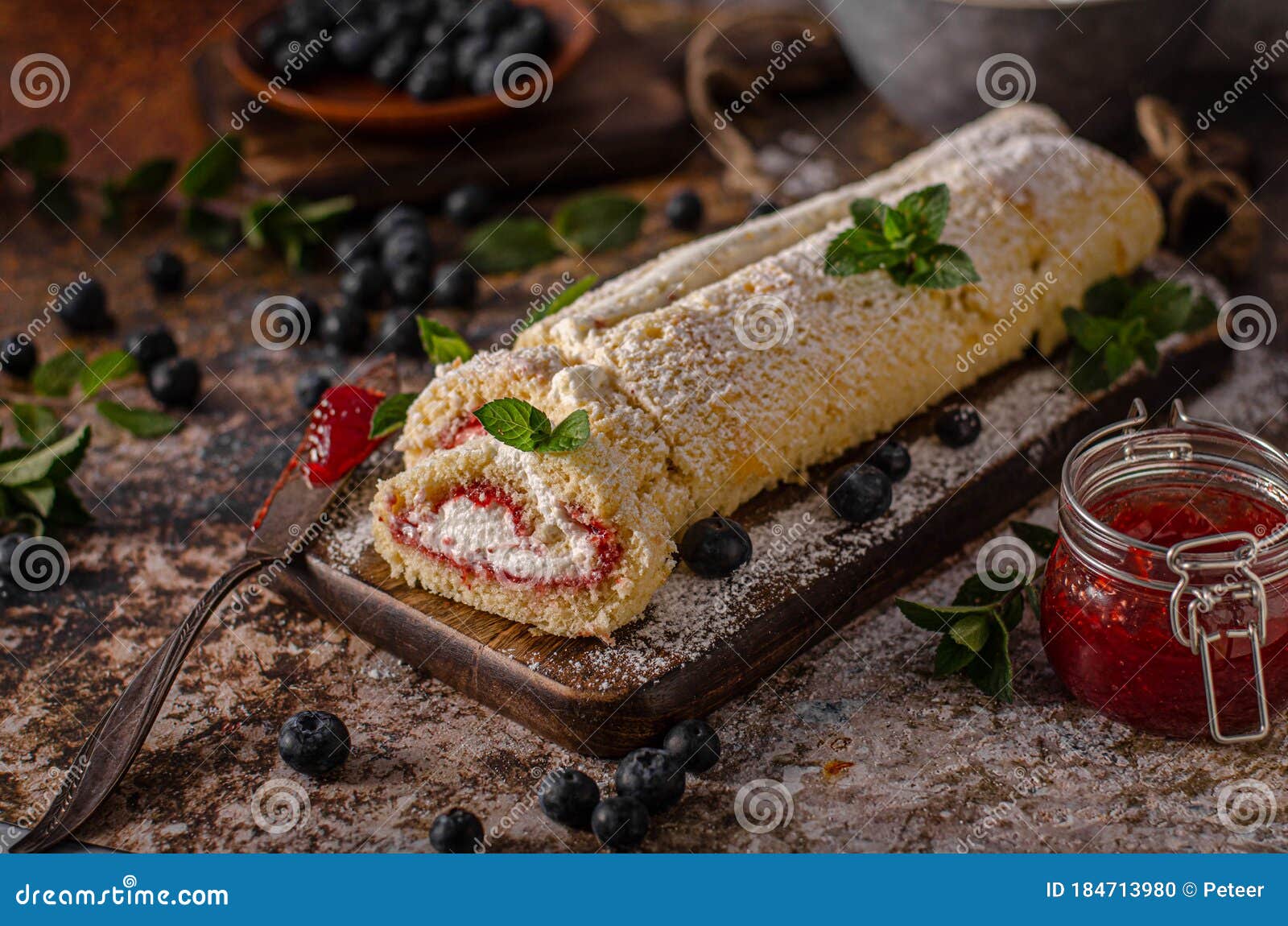Sweet creamy roulade stock photo. Image of mint, icing - 184713980