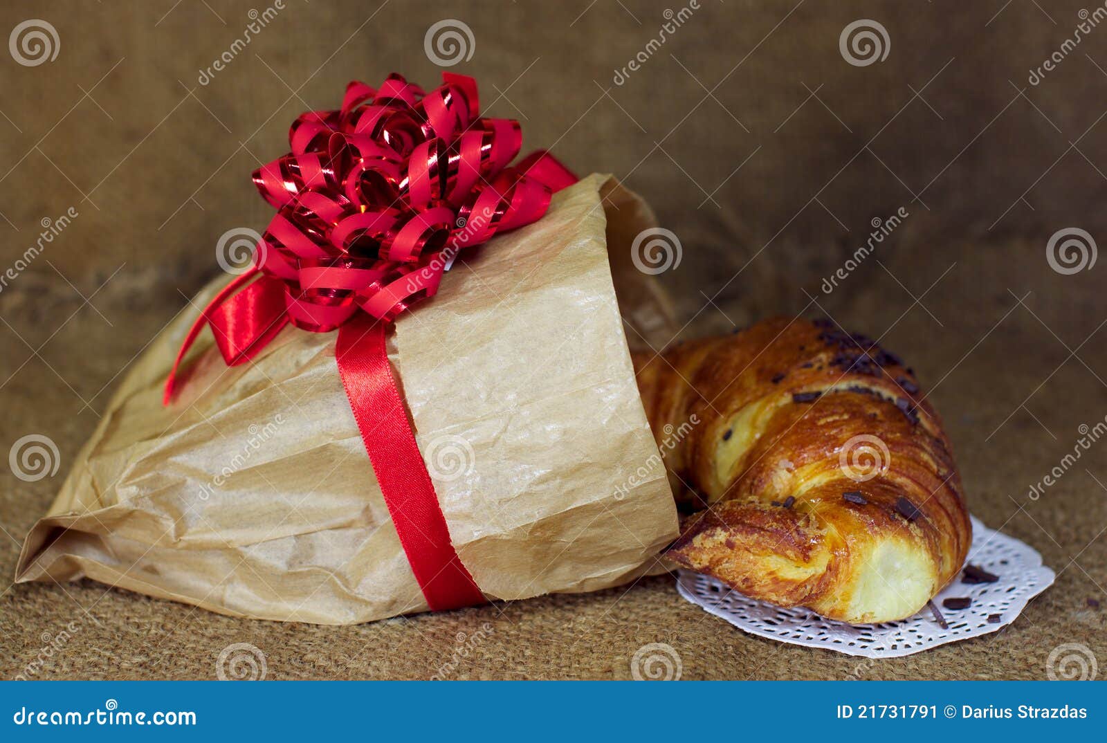 Sweet Croissants with Chocolate Christmas Present Stock Image - Image ...