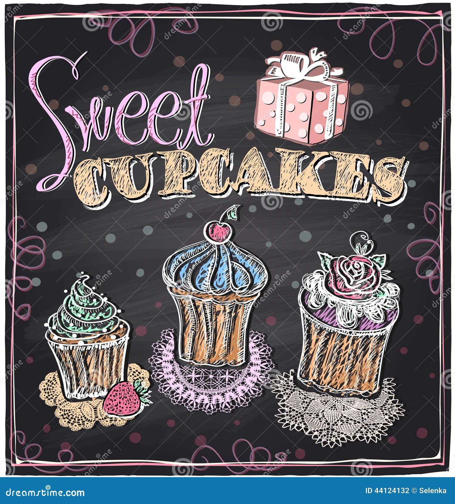 Sweet Cupcakes Chalkboard Stock Illustrations – 97 Sweet Cupcakes ...