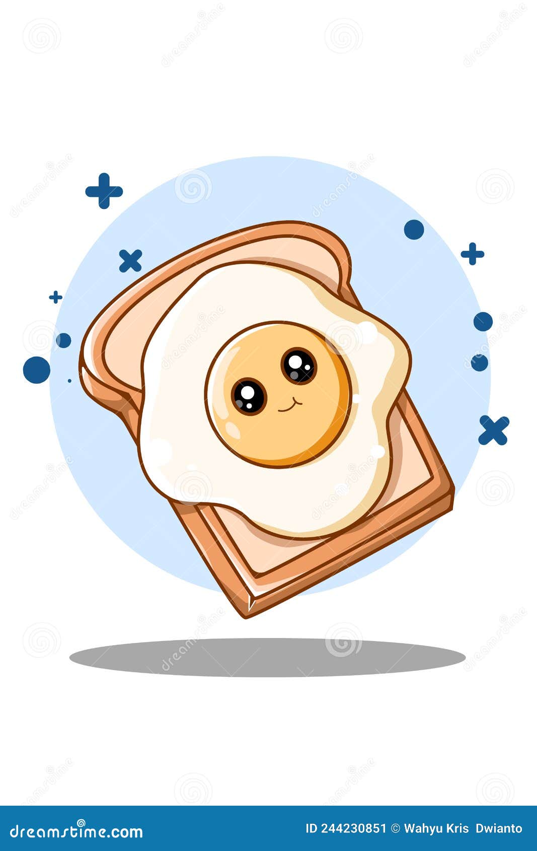 Sweet and Cute Bread with Egg Cartoon Illustration Stock Vector ...